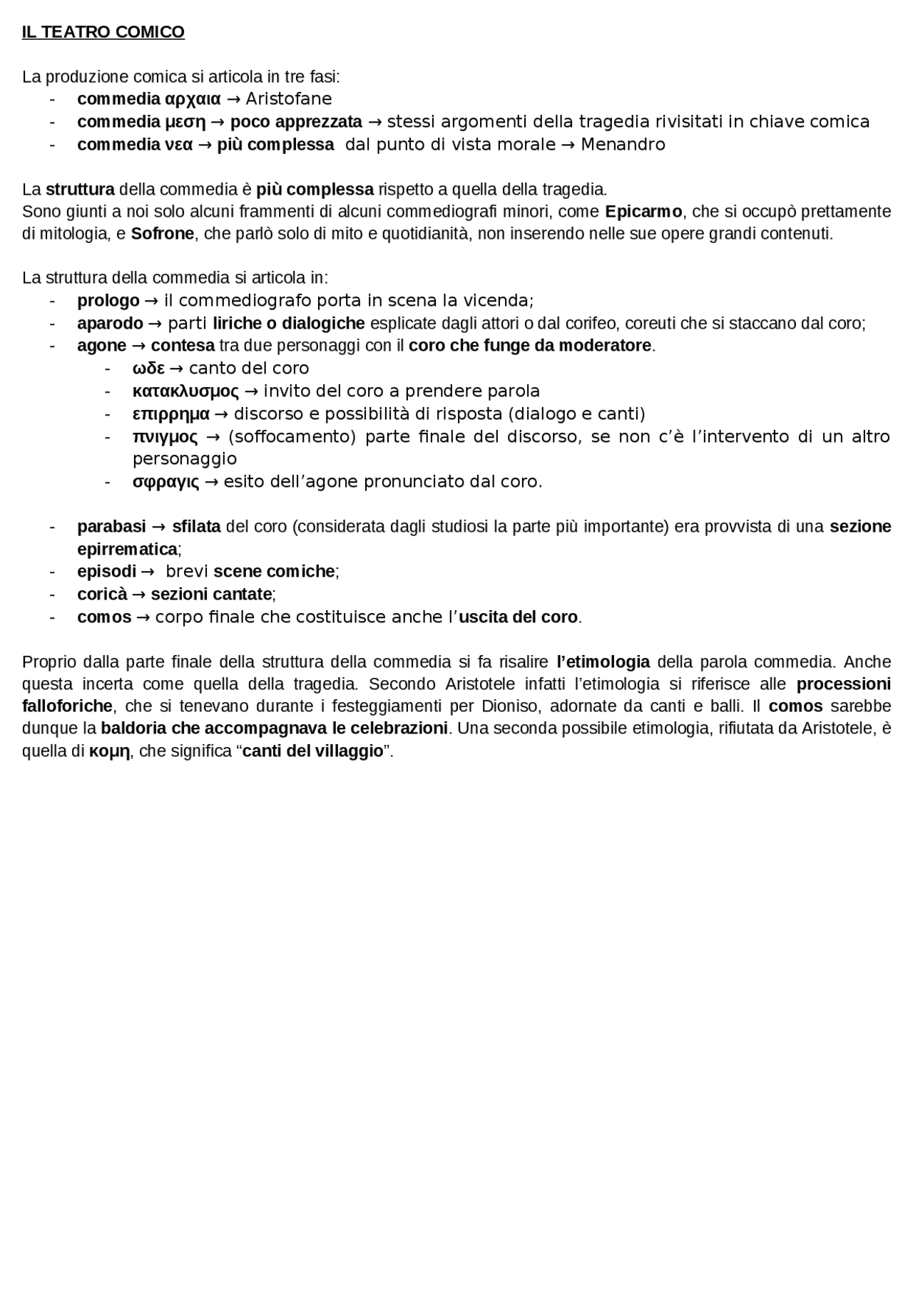 Il Teatro Comico Greco Docsity