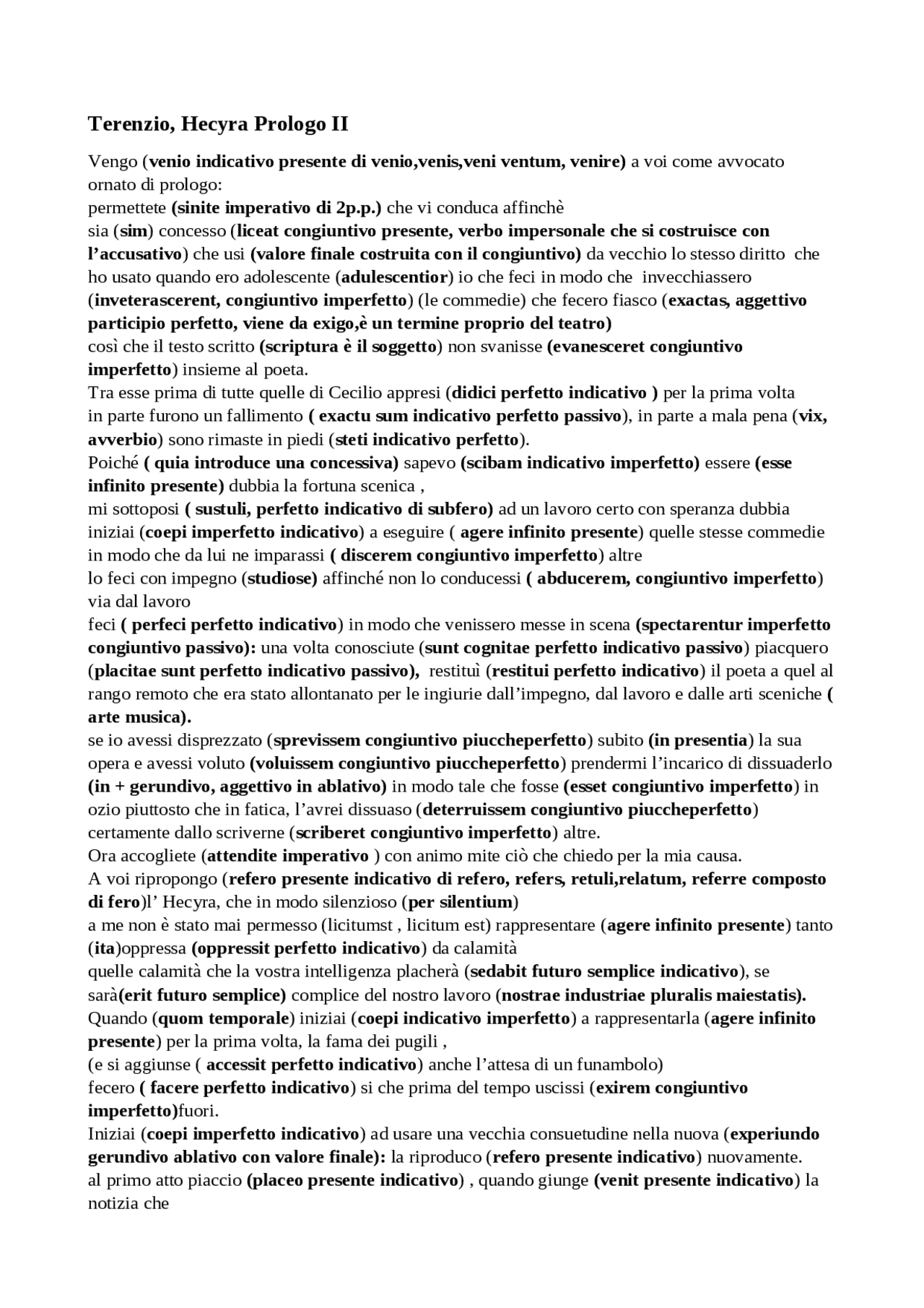 Prologo Hecyra Terenzio analisi e traduzione | Traduzioni di ...