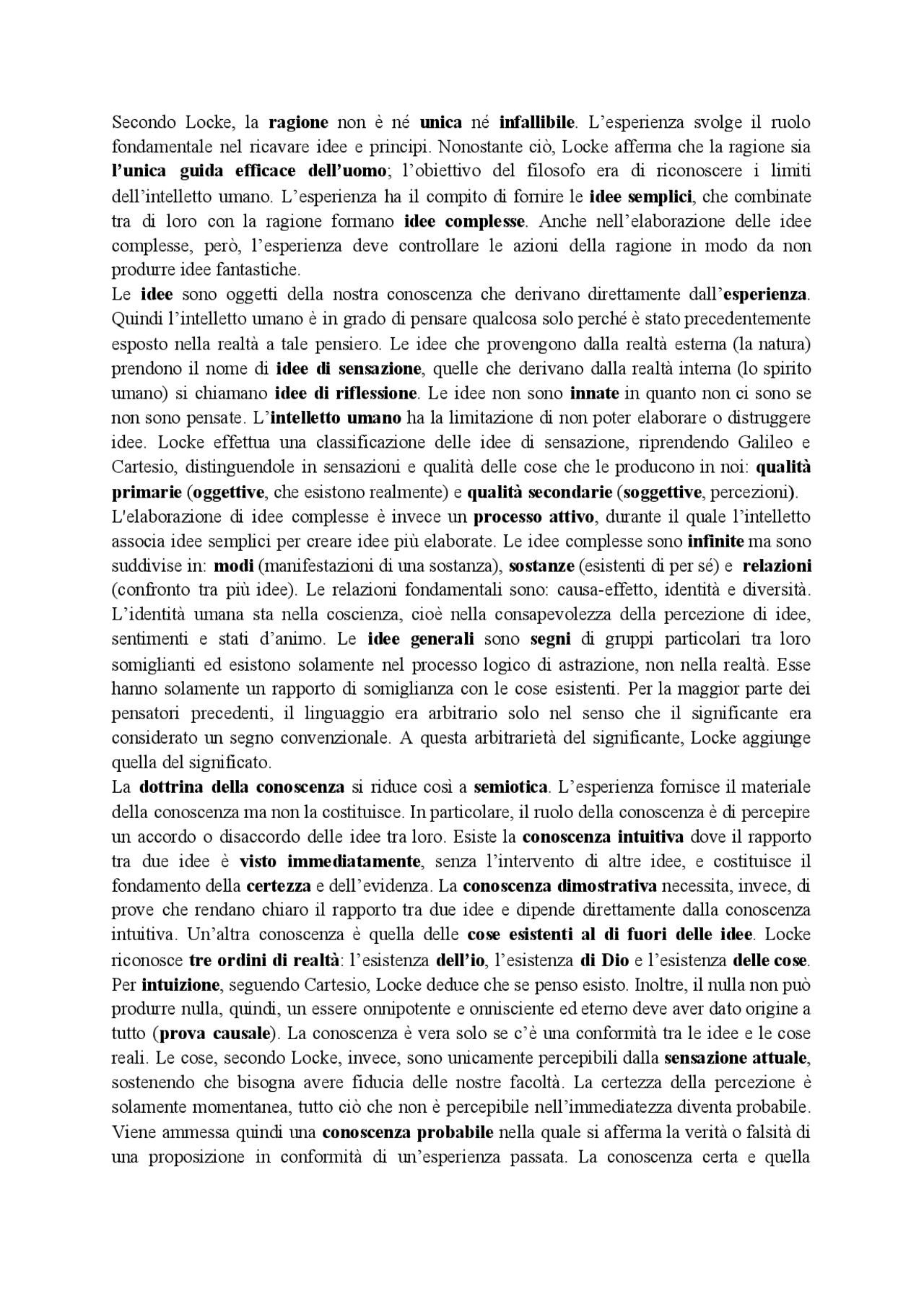 Il Pensiero Di Locke Docsity