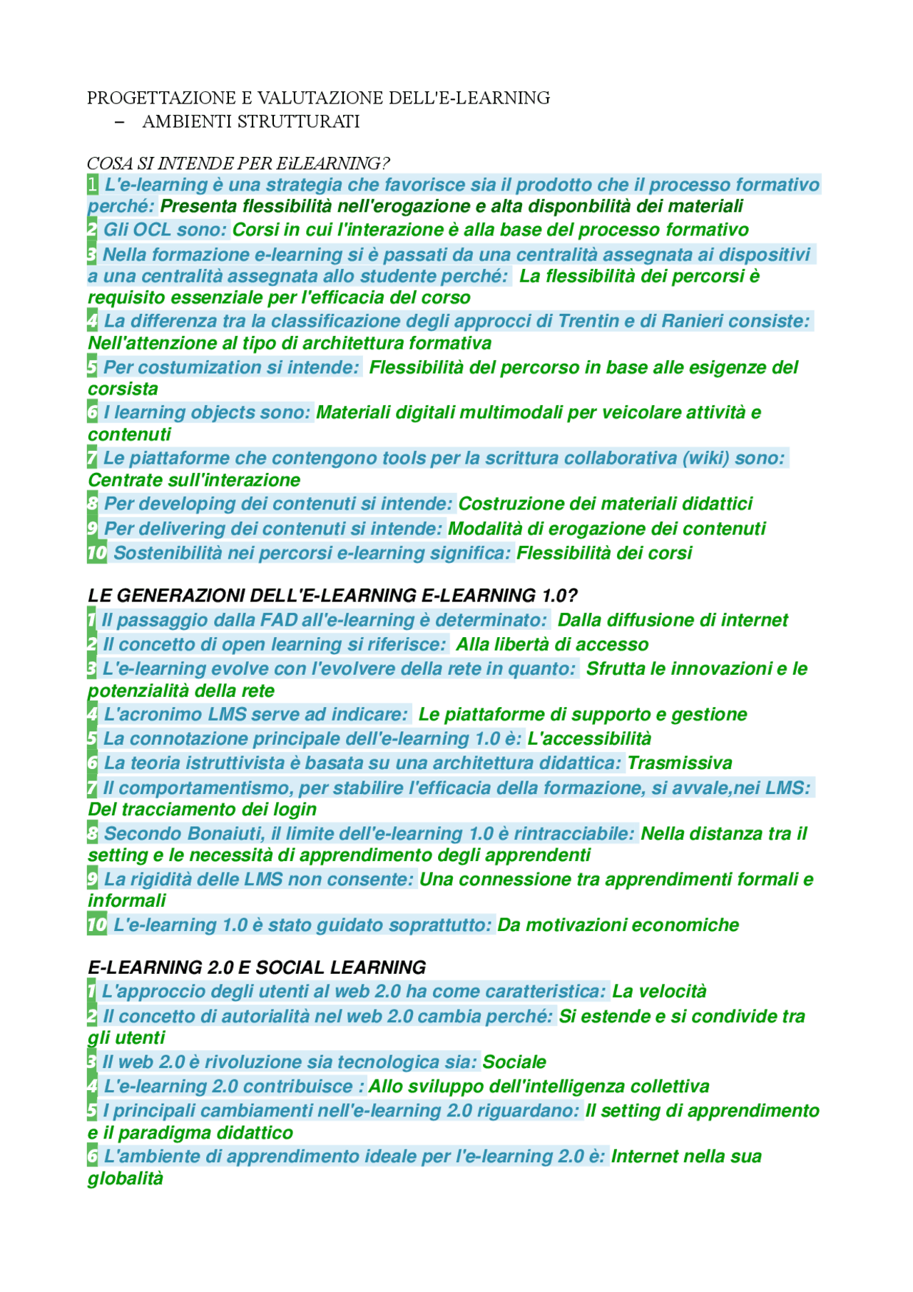 Domanderisp Prima Parte Test Progettazione E Valutazione Delle
