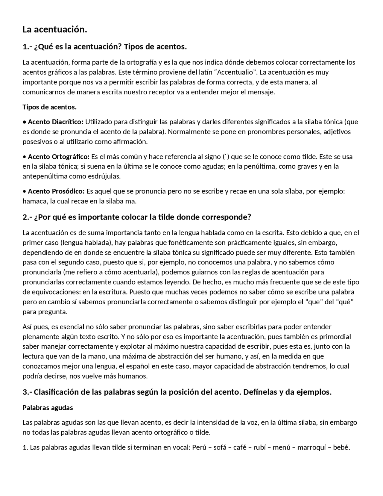 La importancia de la acentuación en la lengua española | Apuntes de ...