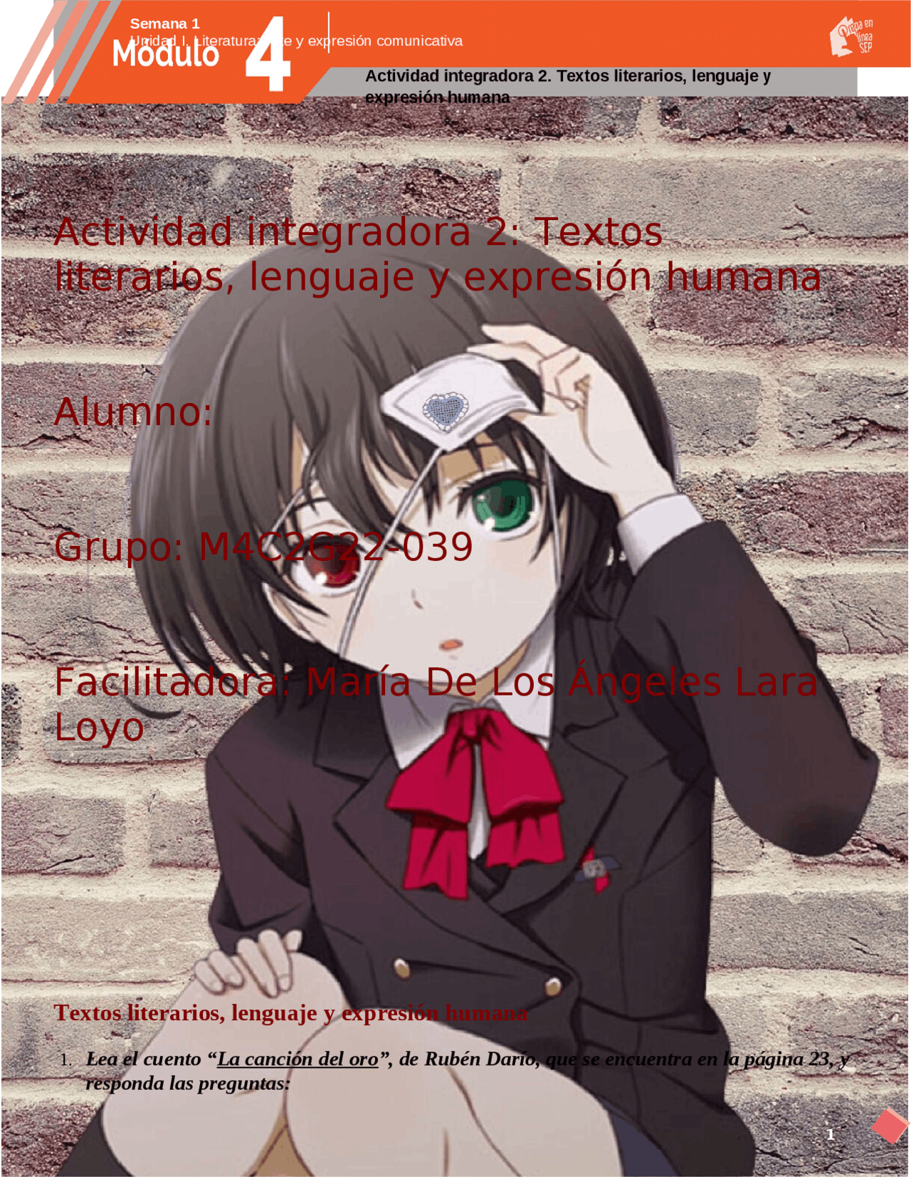 Actividad Integradora 2 Textos Literarios Lenguaje Y Expresión Humana