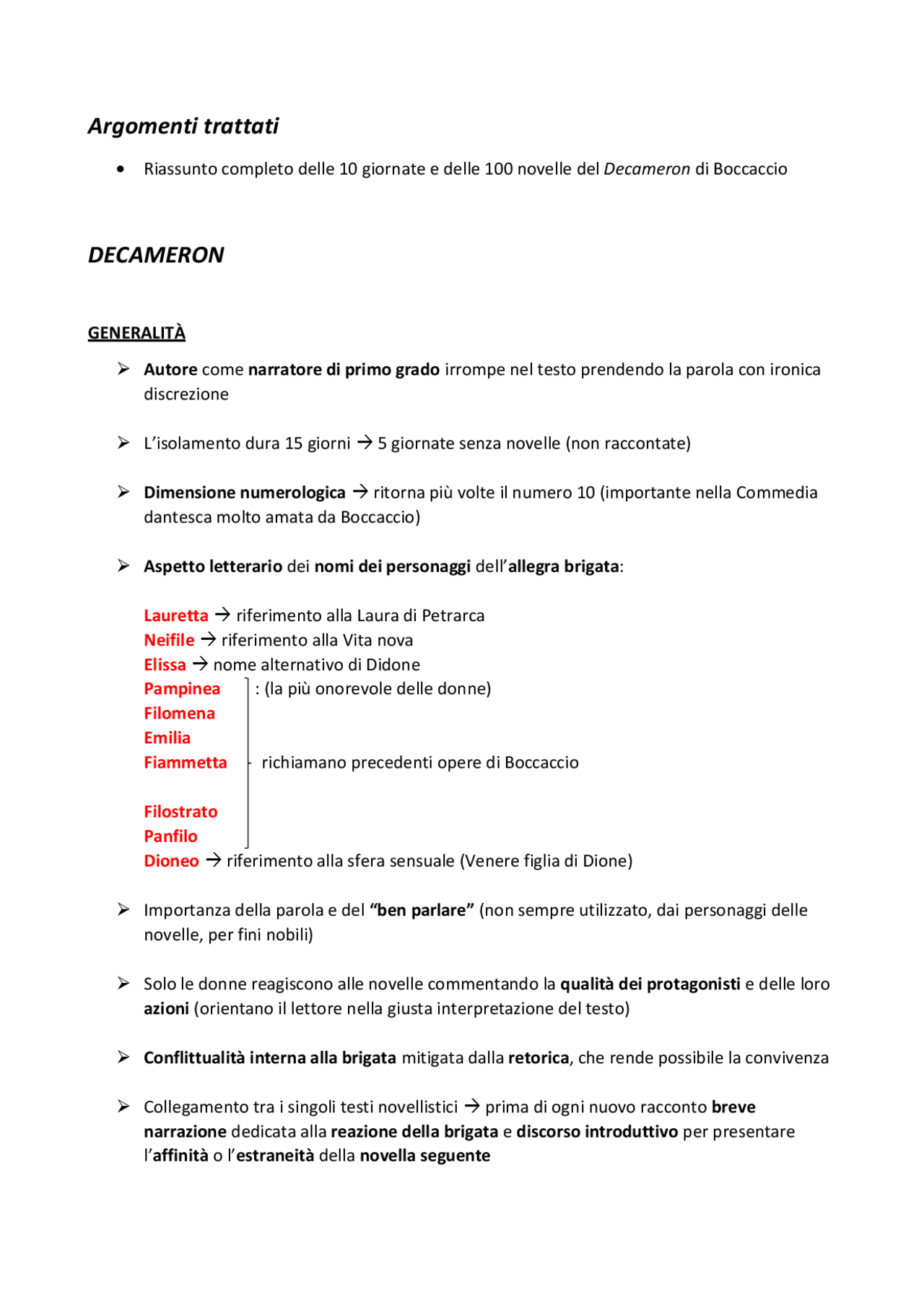 Riassunto Completo Del Decameron Di Giovanni Boccaccio Docsity
