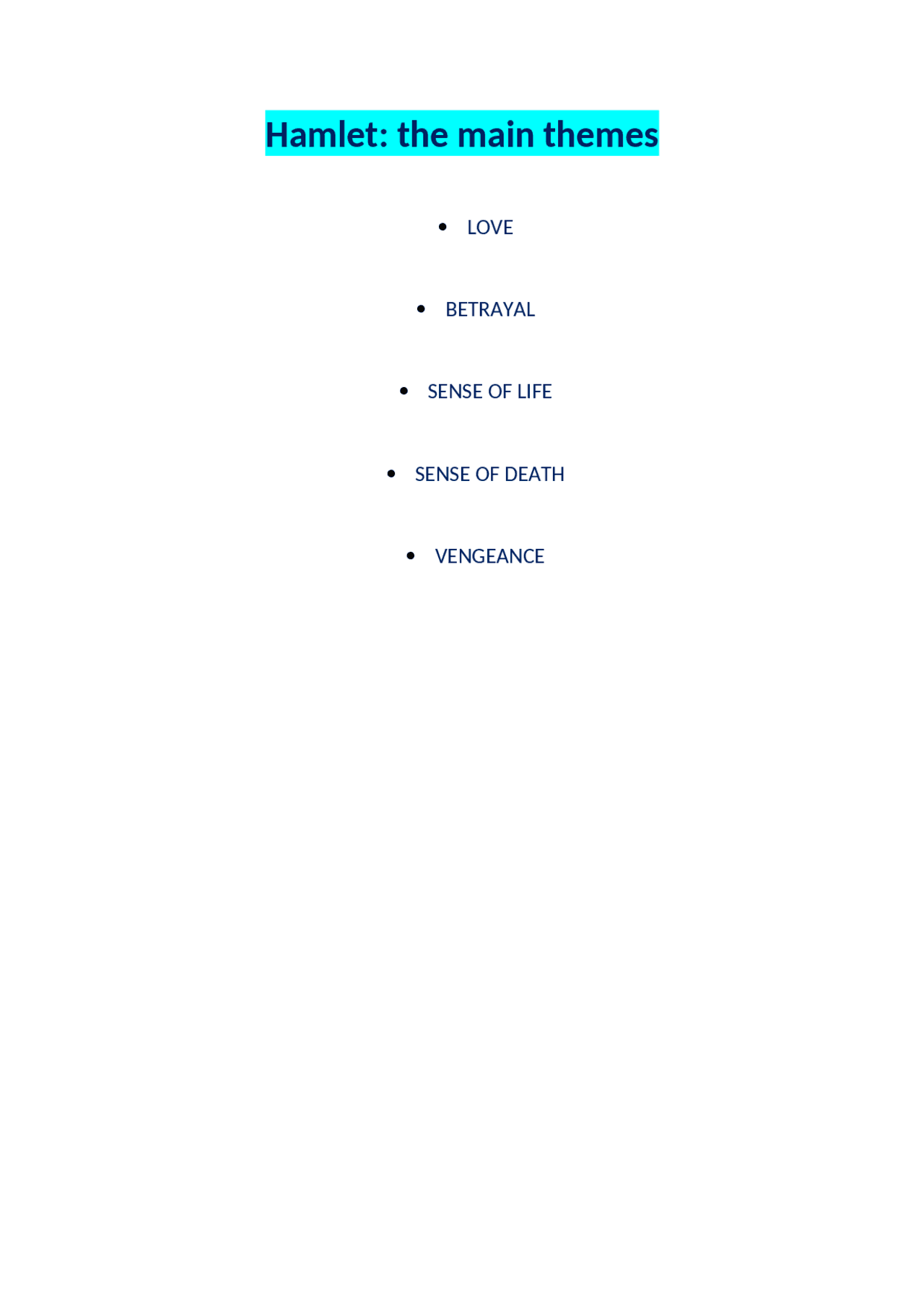 Hamlet the main themes - Docsity