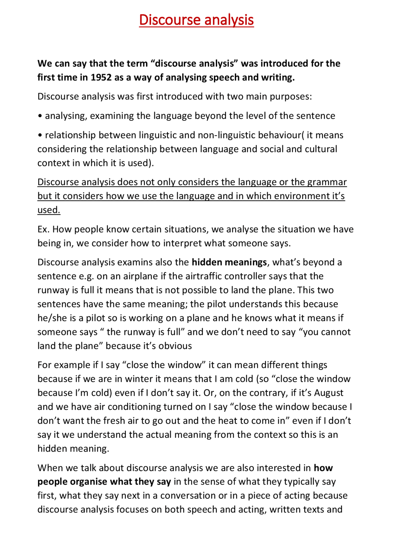 Appunti Discourse Analysis Docsity