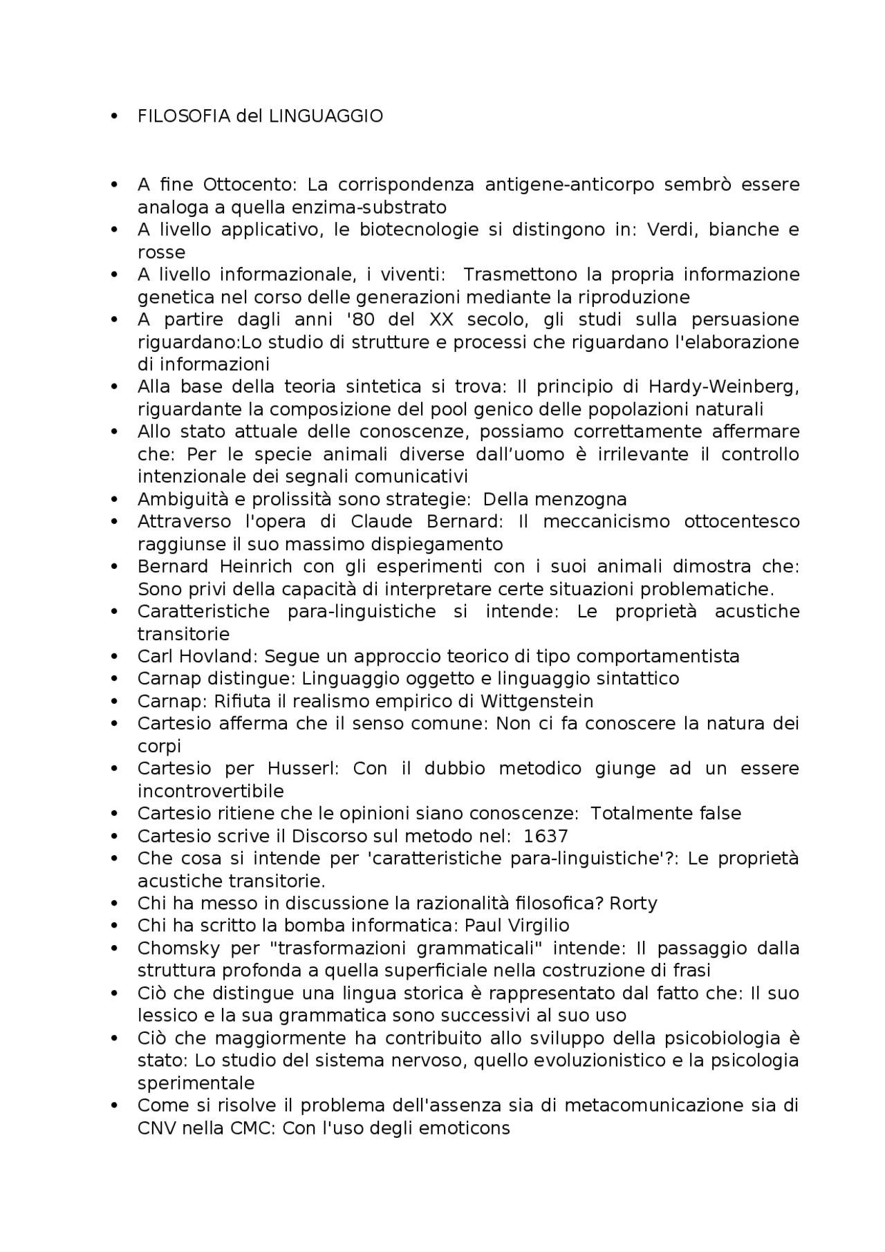 Filosofia Della Comunicazione E Del Linguaggio Docsity
