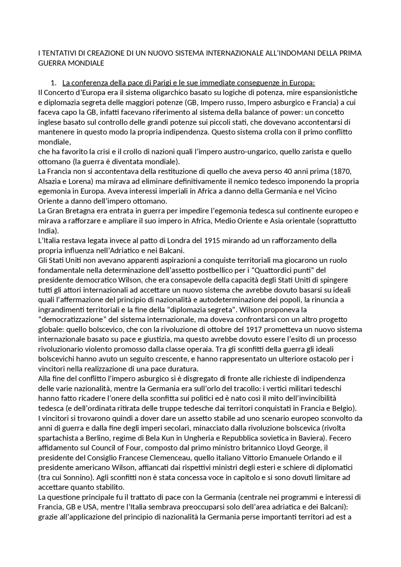 Storia Delle Relazioni Internazionali Elena Calandri Unipd Docsity
