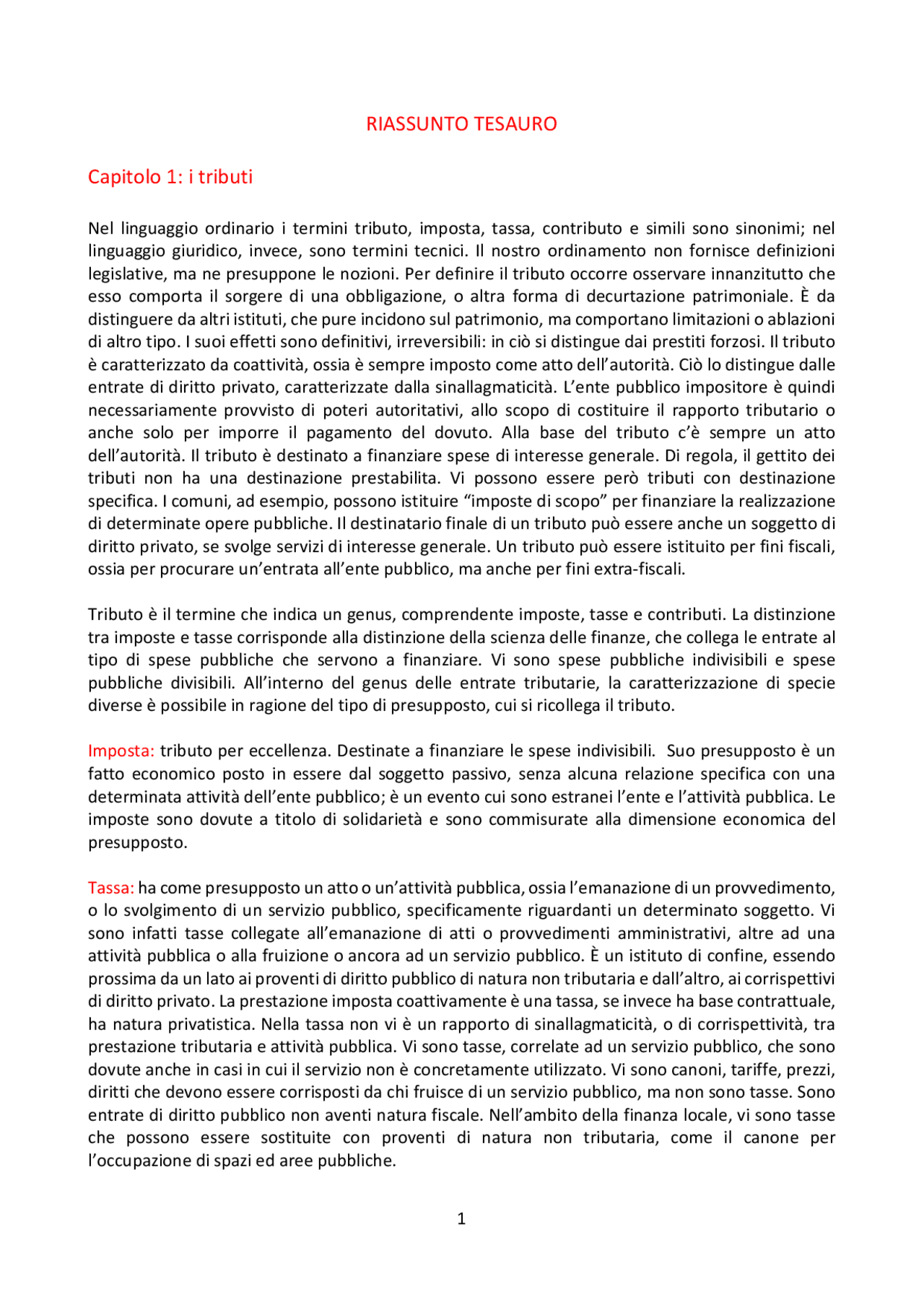 Riassunto Di Diritto Tributario Tesauro Docsity