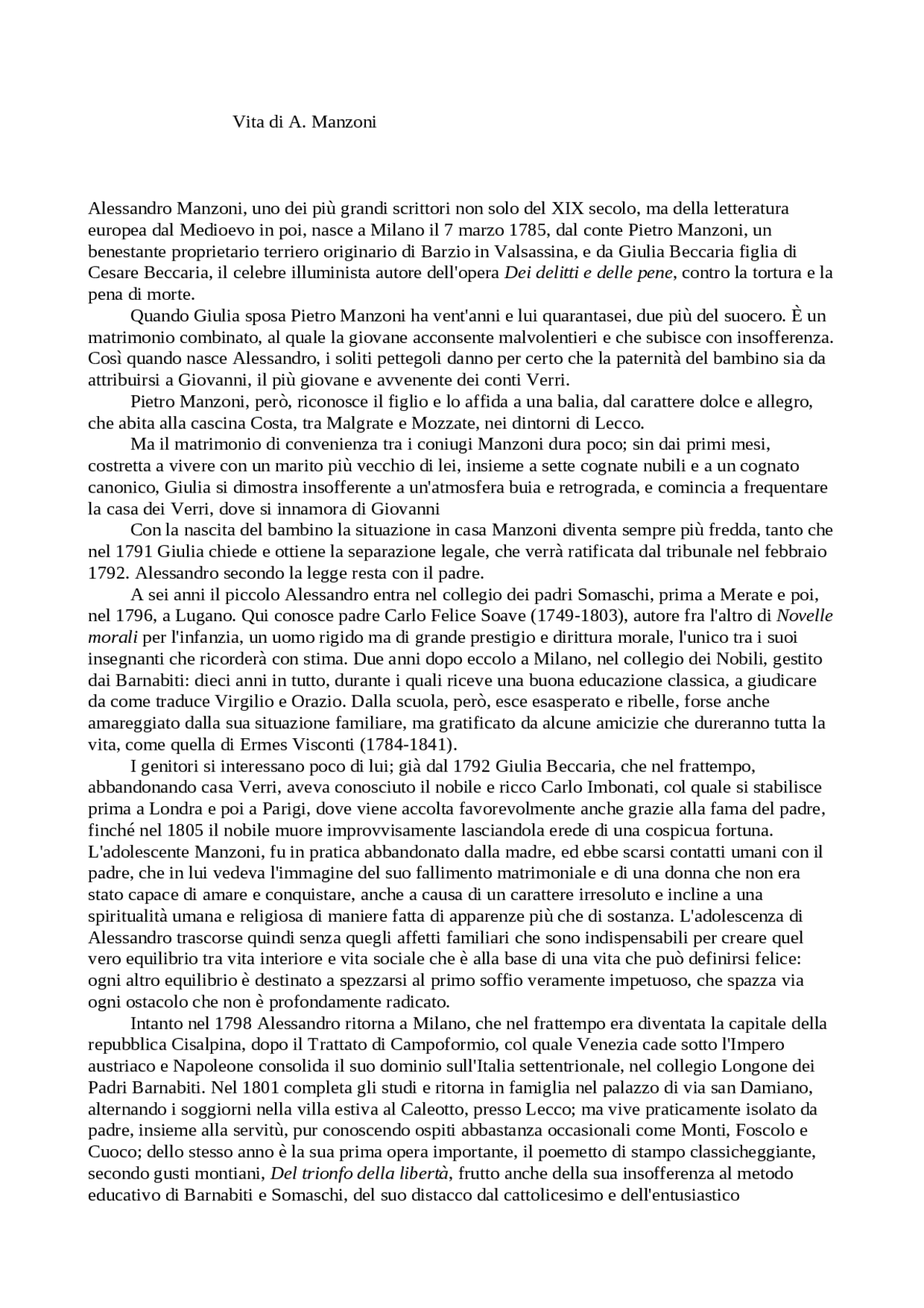 Esame Di Letteratura Italiana Docsity