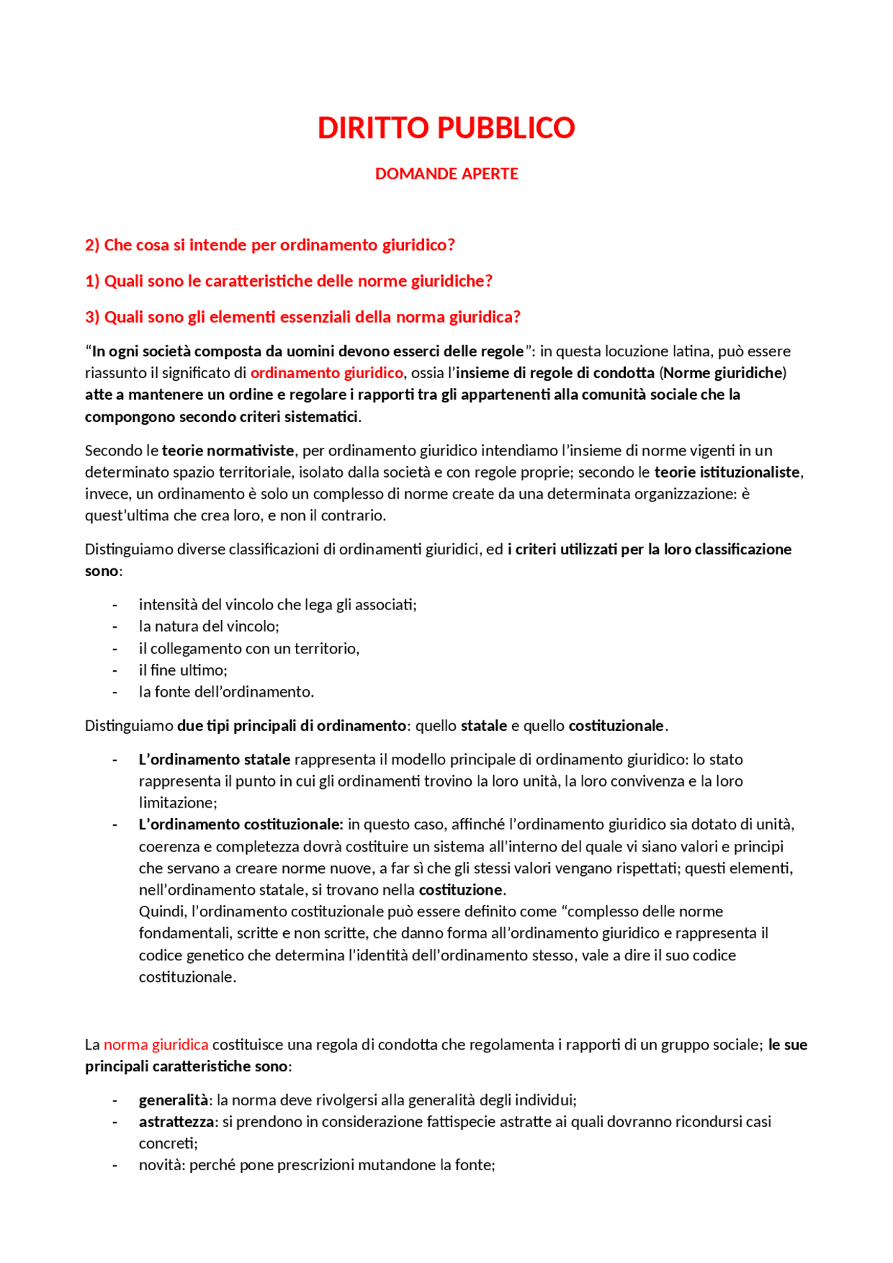 Diritto Pubblico APERTE - Docsity