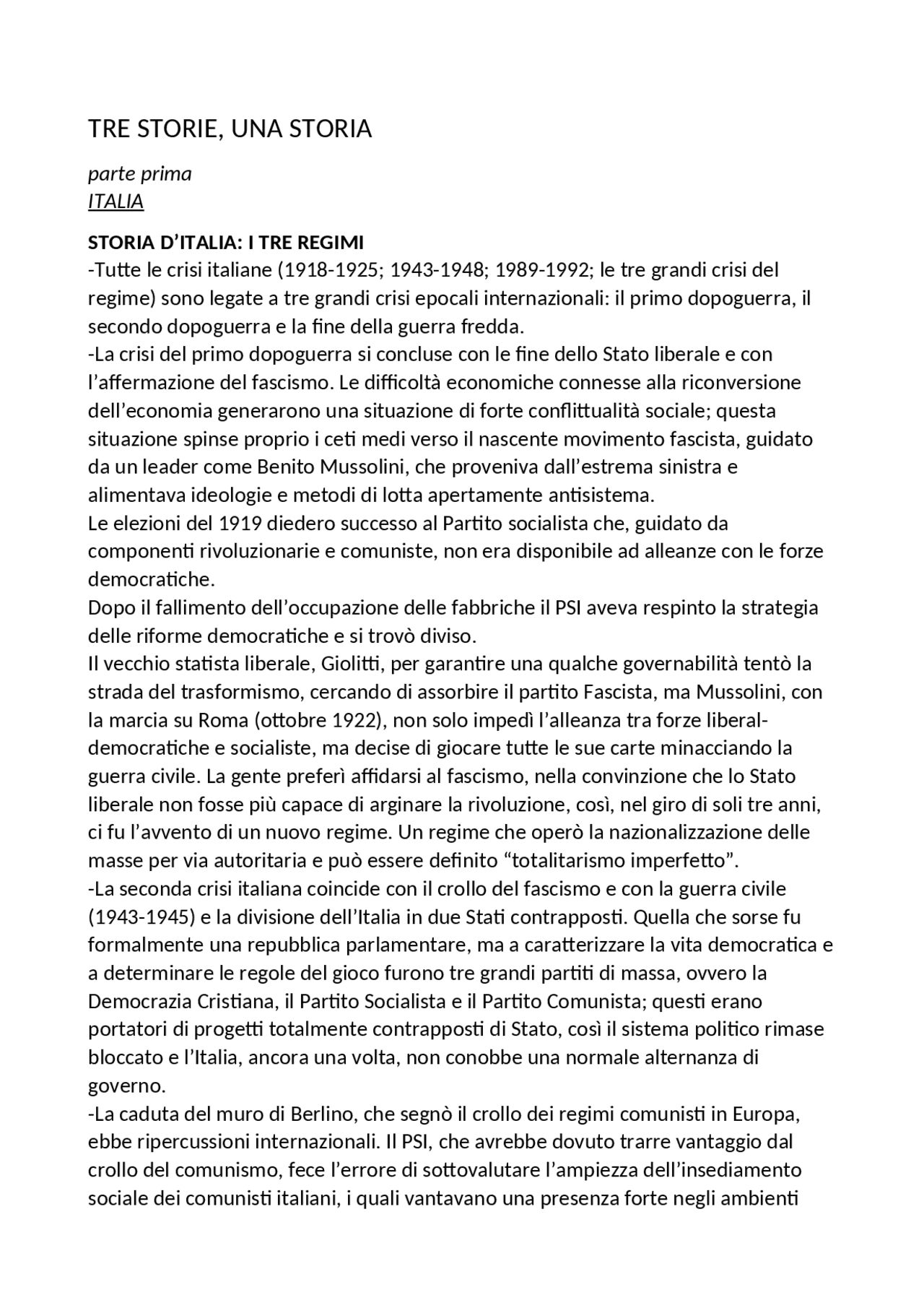 Riassunto Libro Tre Storie Una Storia Docsity
