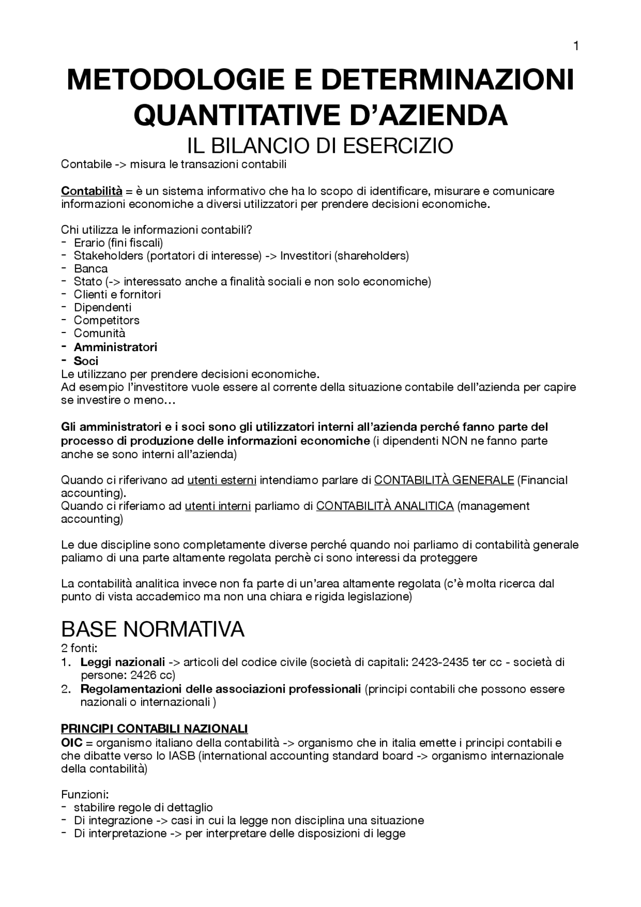 Appunti Primo Parziale Metodologie E Determinazioni Quantitative Docsity
