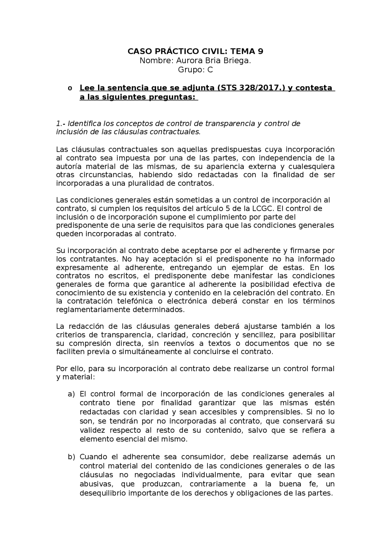 PrÁctica Sentencia Civil Docsity