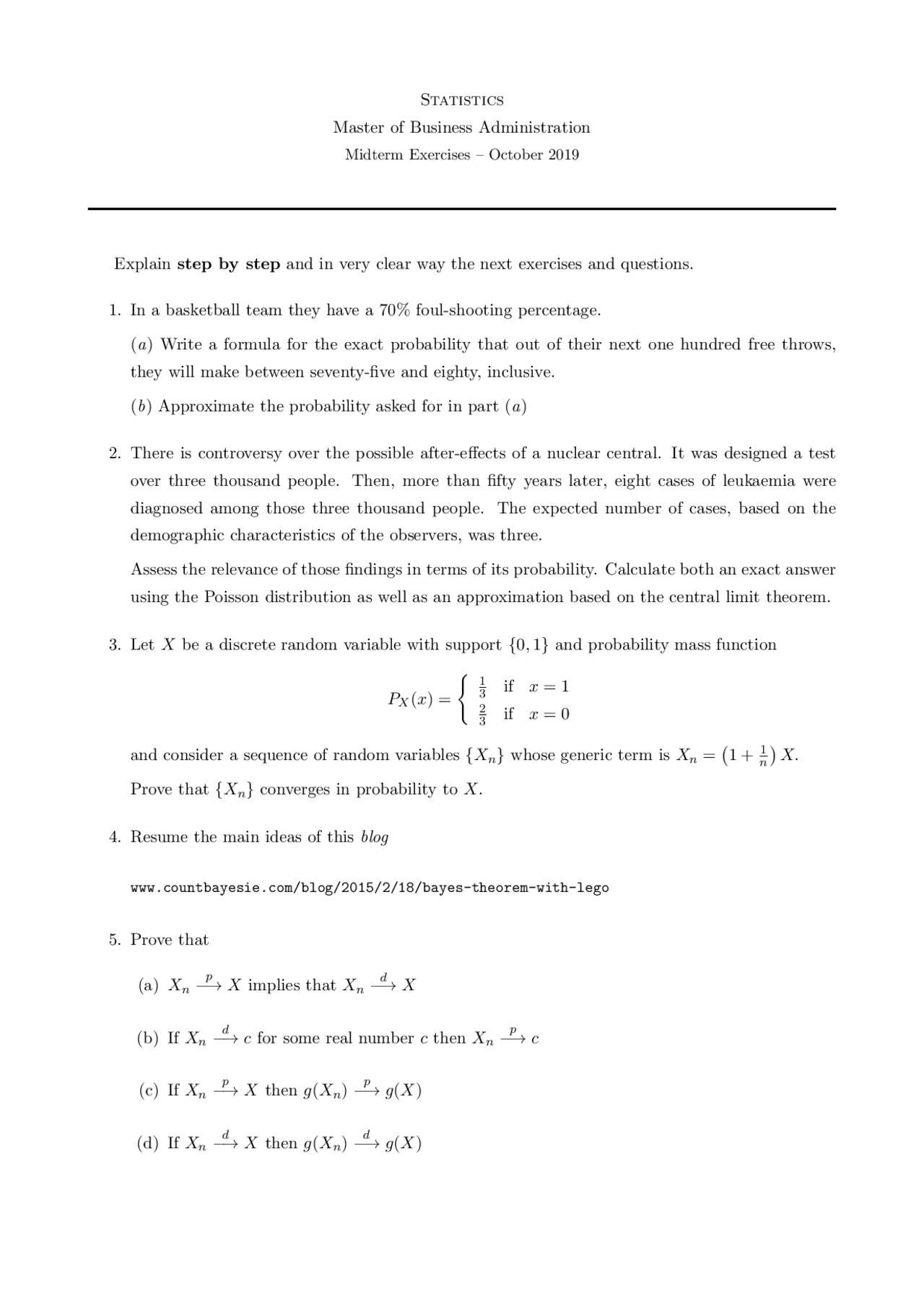 Statistics the midterm exam of statistics - Docsity