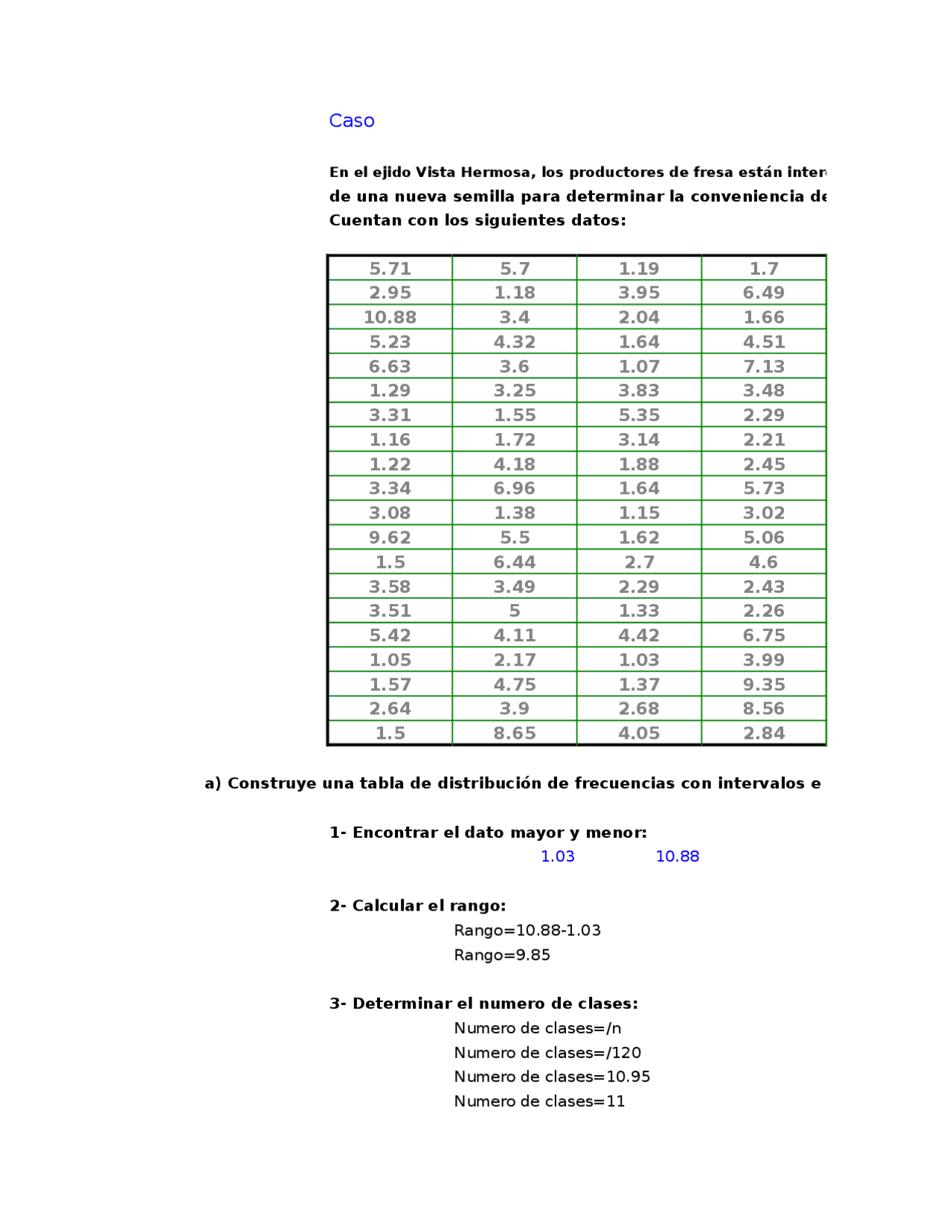 Tabla De Frecuencias Exercices De Statistiques Docsity