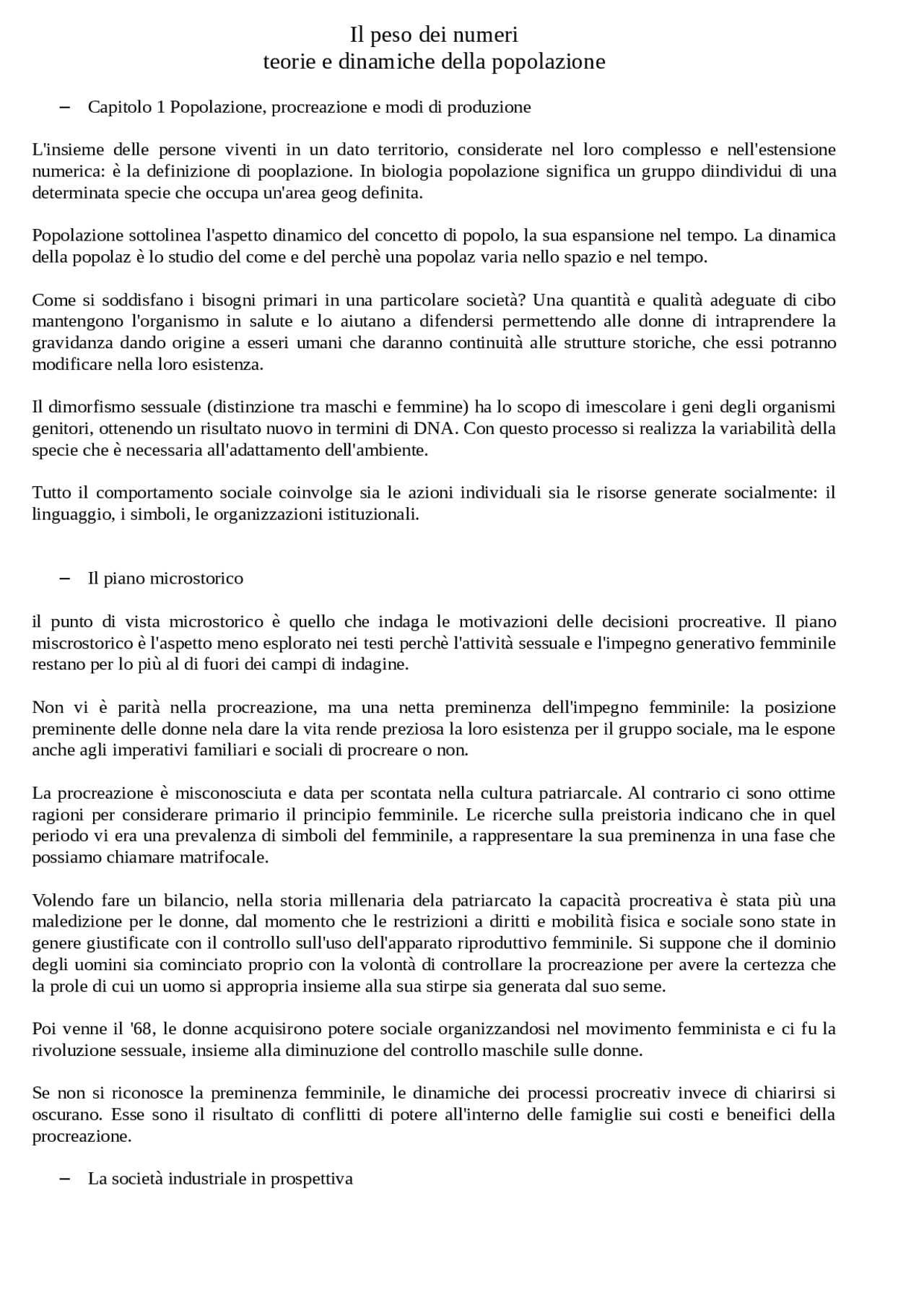 Il Peso Dei Numeri Teorie E Dinamiche Della Popolazione Docsity