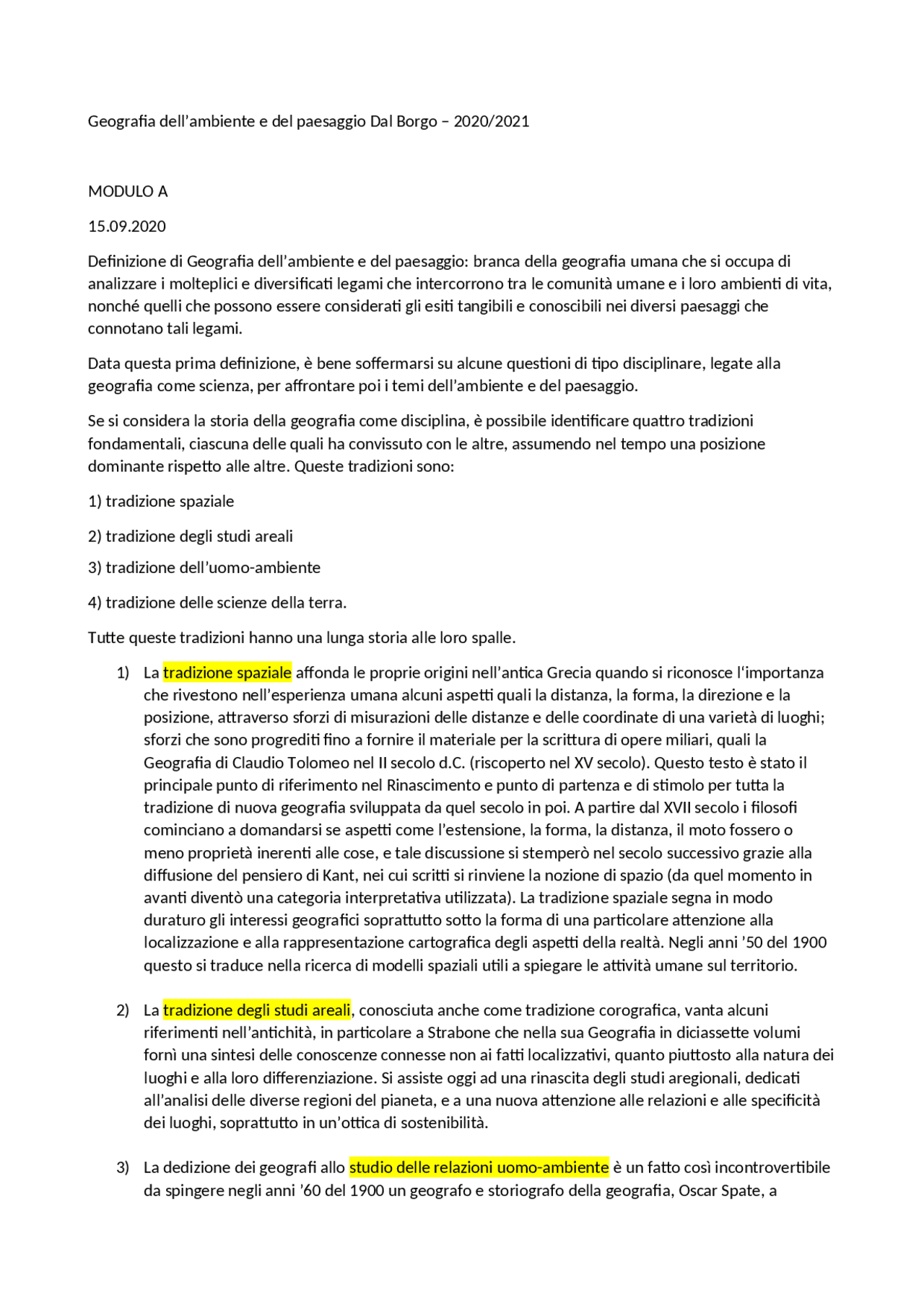 Geografia Dellambiente E Del Paesaggio Unimi Docsity