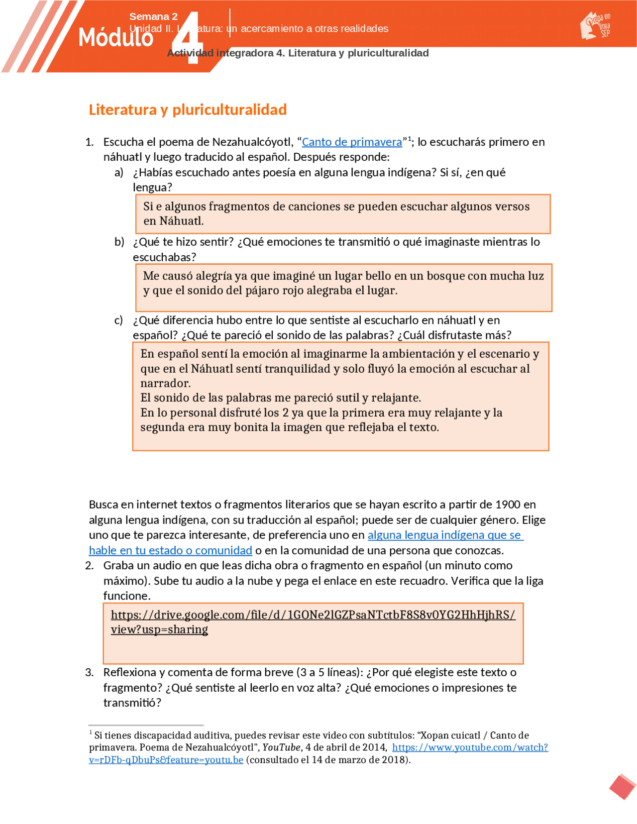 Semana 2 Unidad II. Literatura: un acercamiento a otras realidades ...