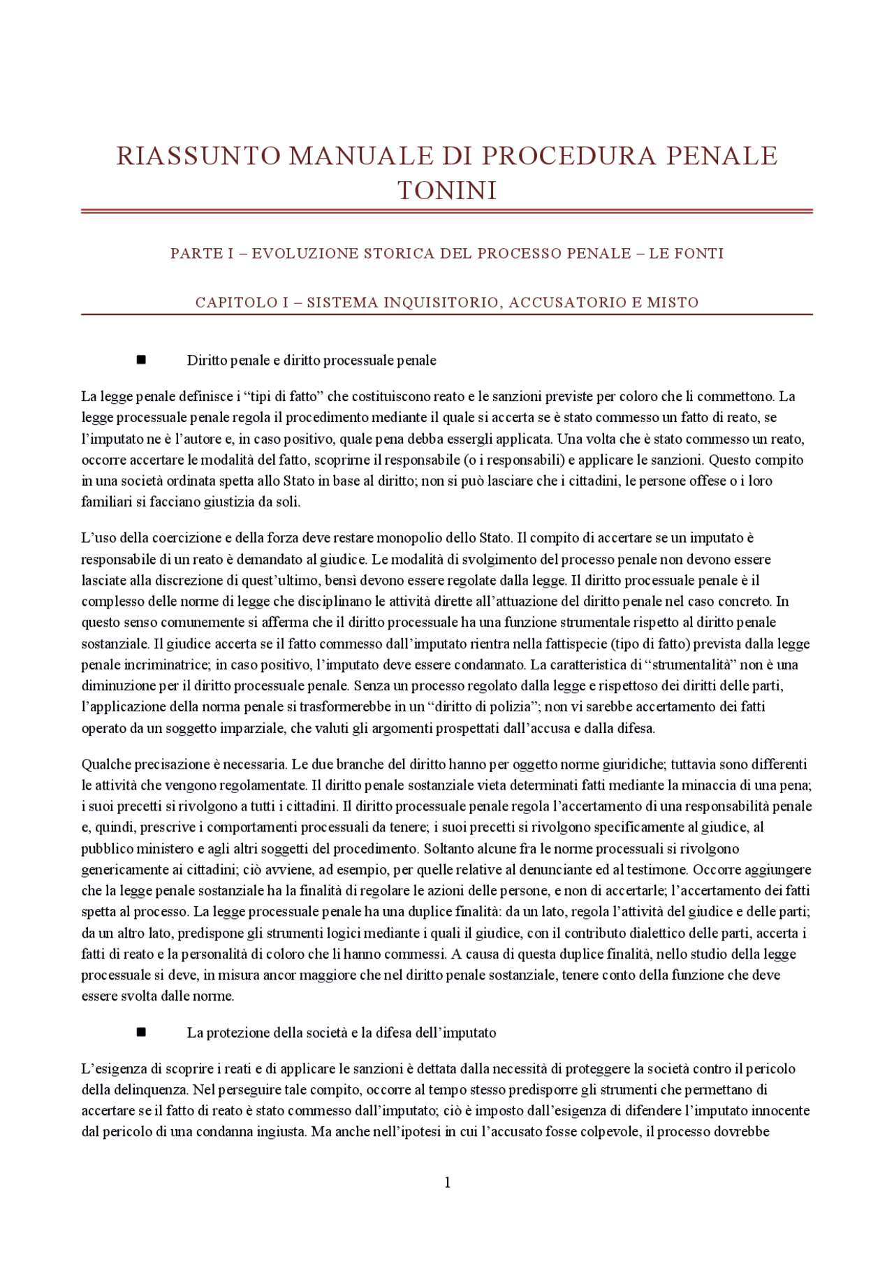 Riassunto Manuale Diritto Processuale Penale Docsity