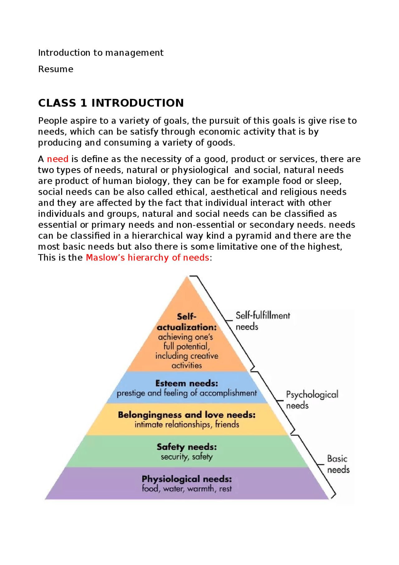 Introduction To Management Docsity