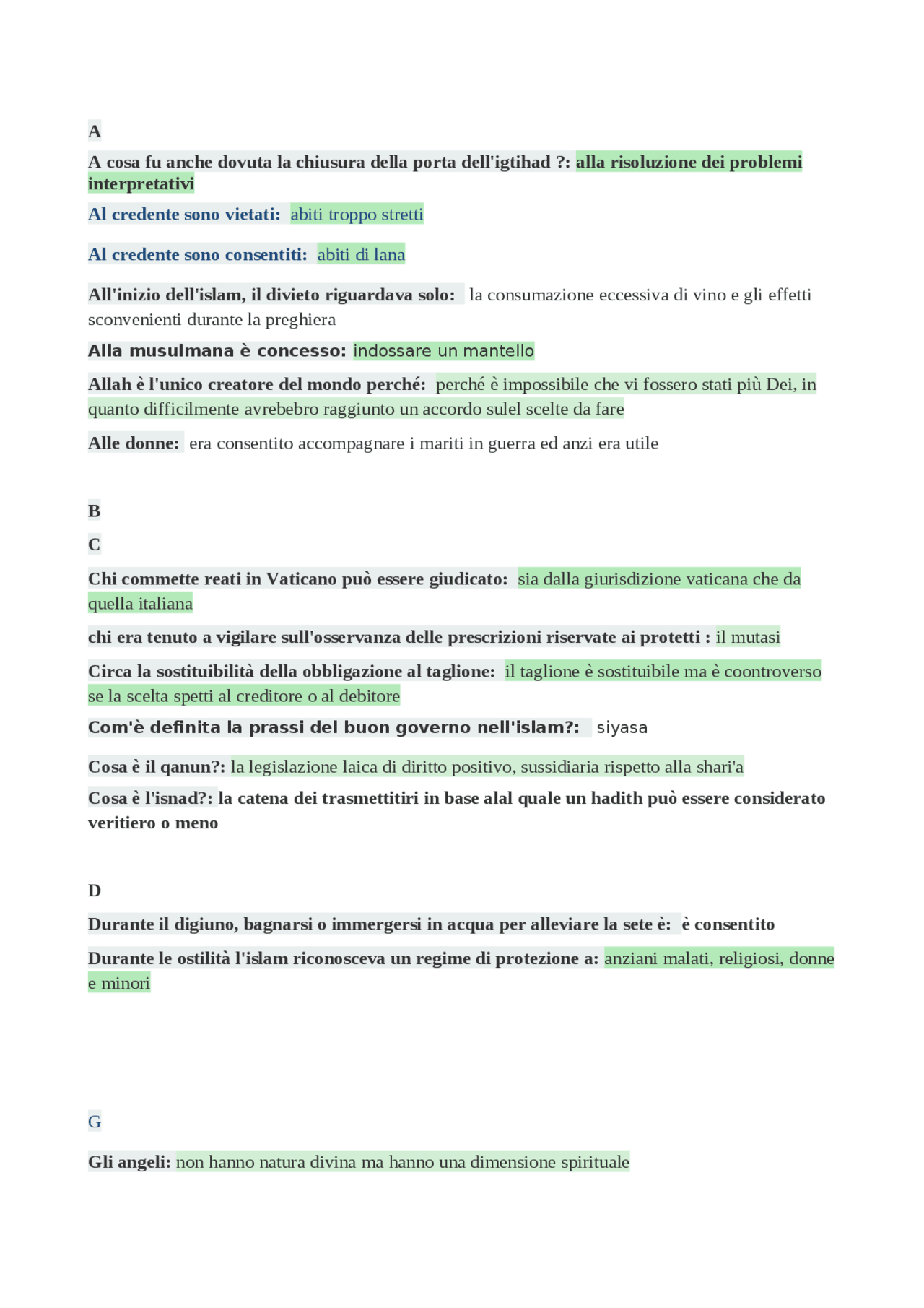 Test Di Autovalutazione Diritto Ecclesiastico Docsity