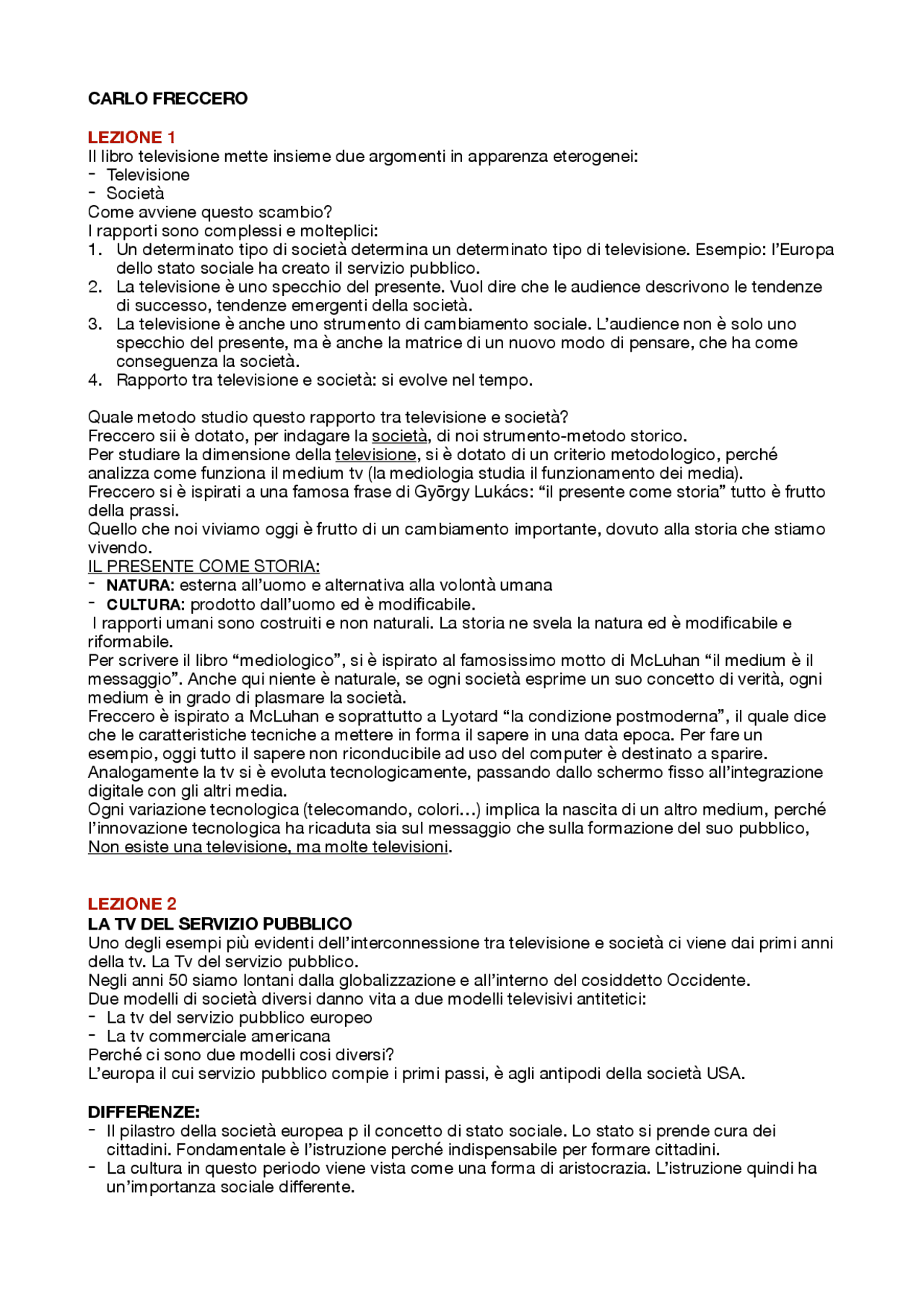 Appunti Lezioni Di Carlo Freccero Docsity