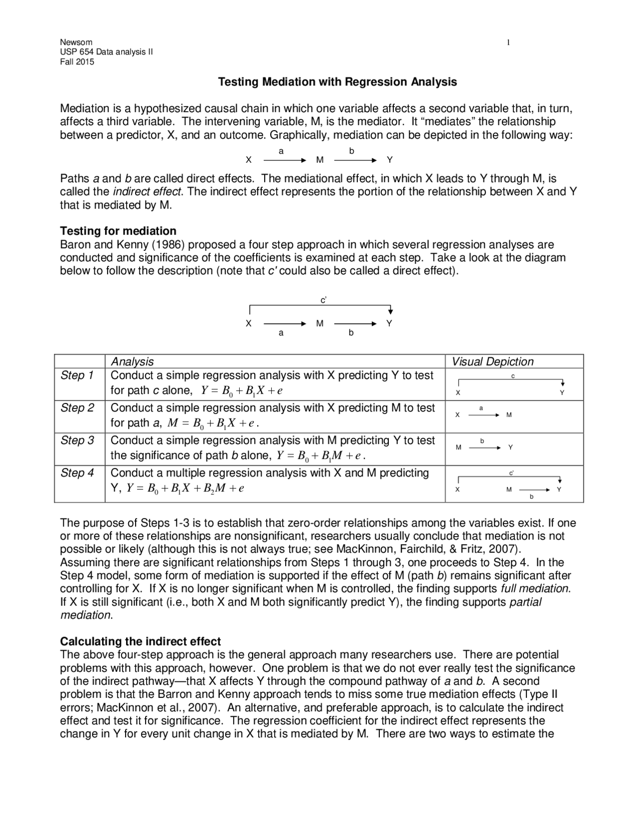 Regression And Mediation Analysis Docsity