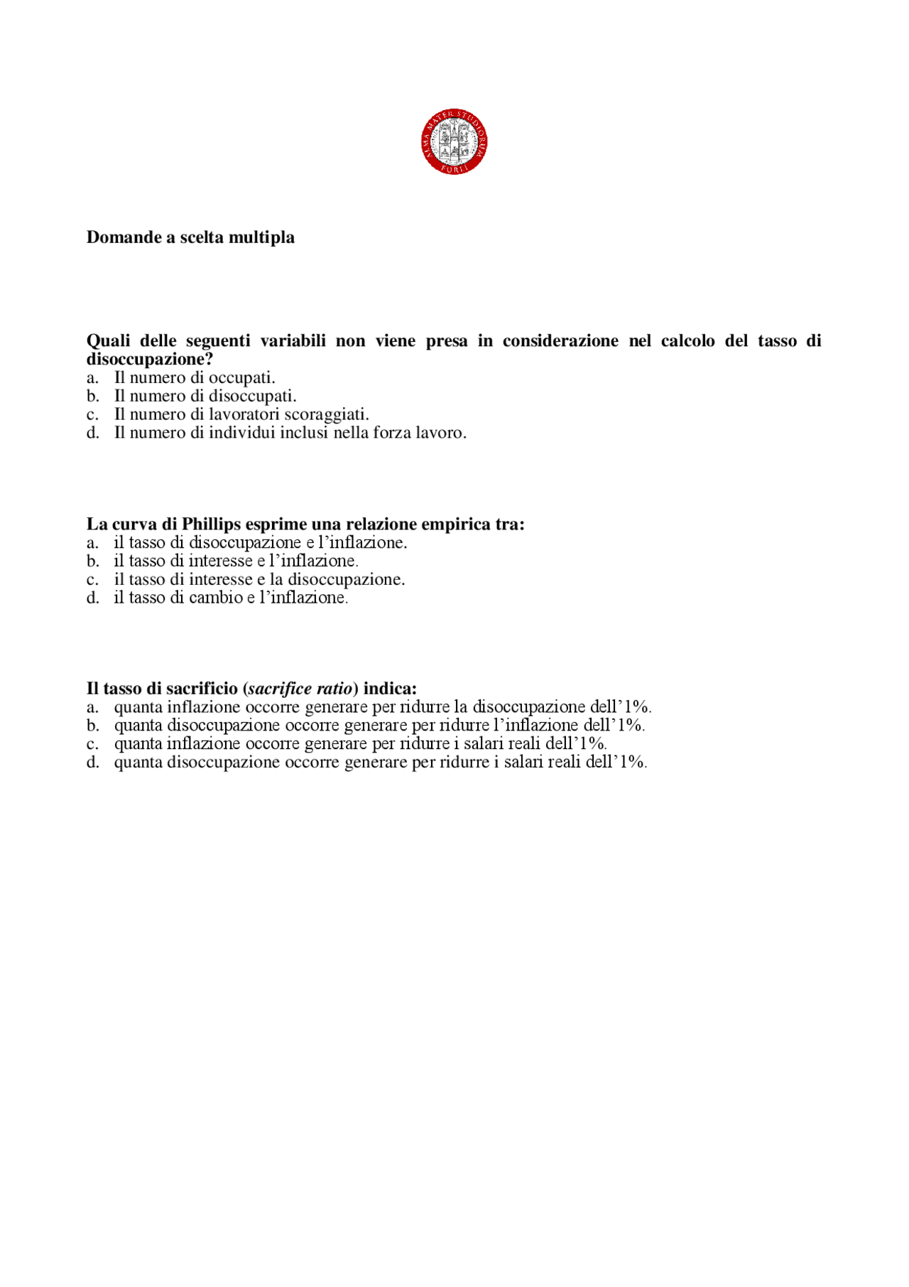 Esercizi Di Macroeconomia Esercizi Di Macroeconomia Docsity