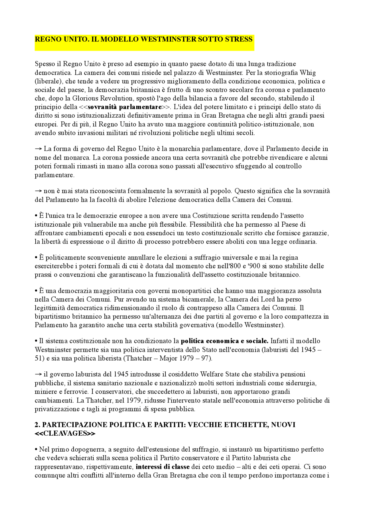 Sistemi Politici Comparati Docsity