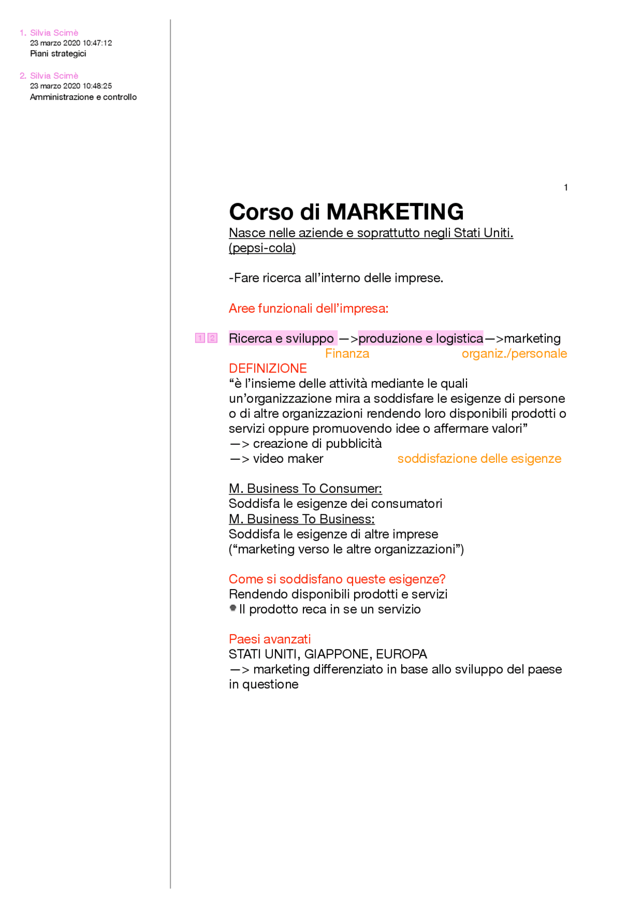 Marketing Corso Della Saa Docsity