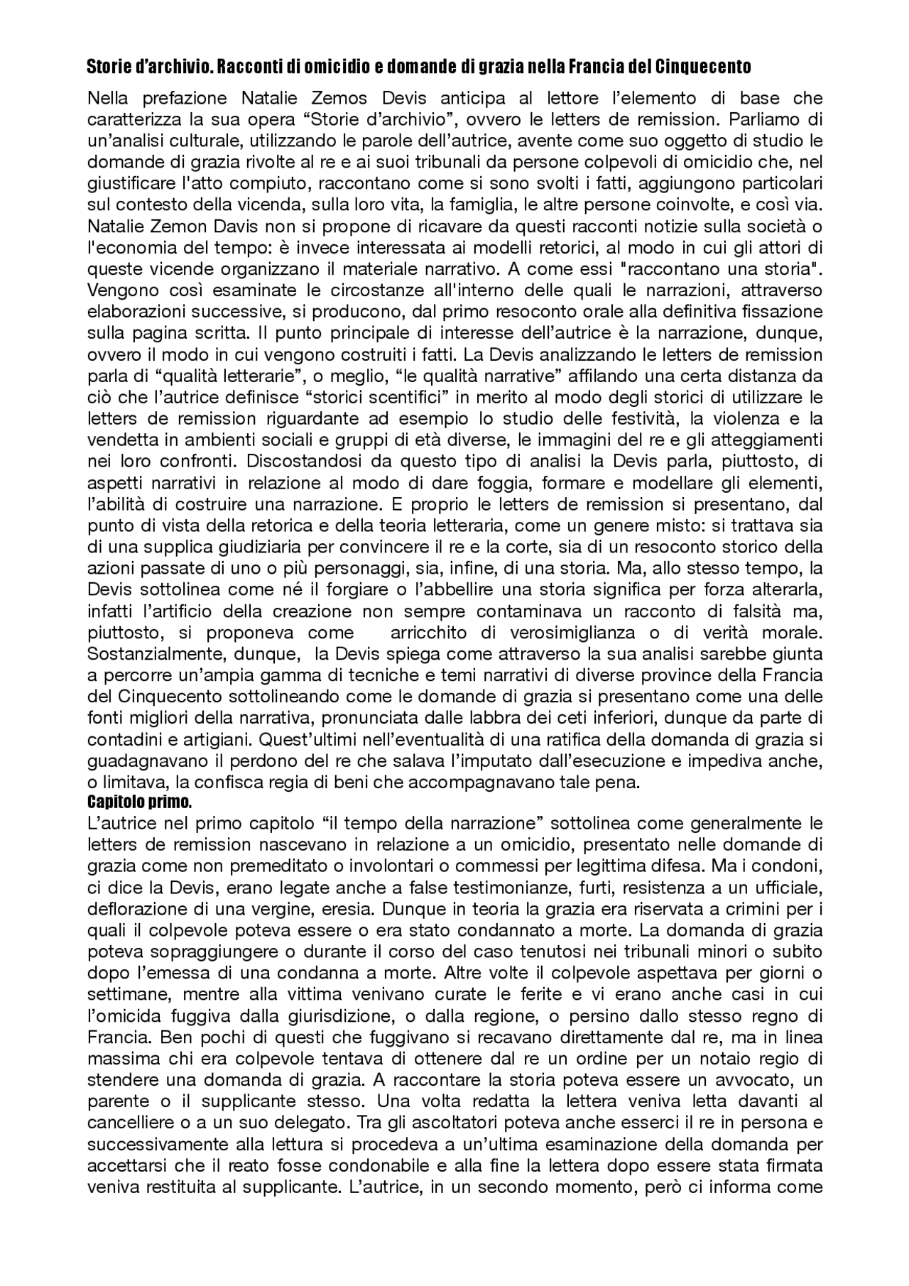 Riassunto Libro Storie Darchivio Docsity