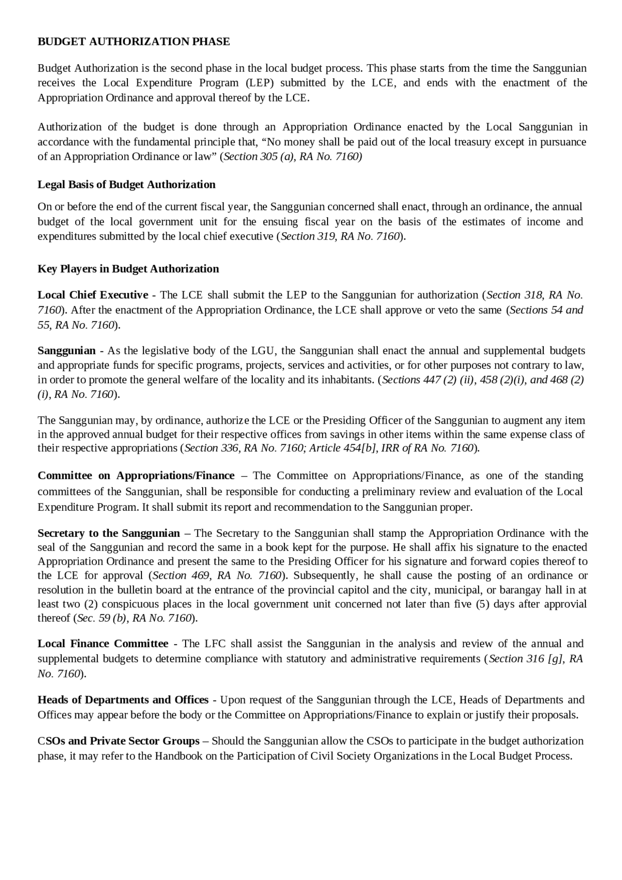 Budget Authorization in the Philippines | Essays (university ...