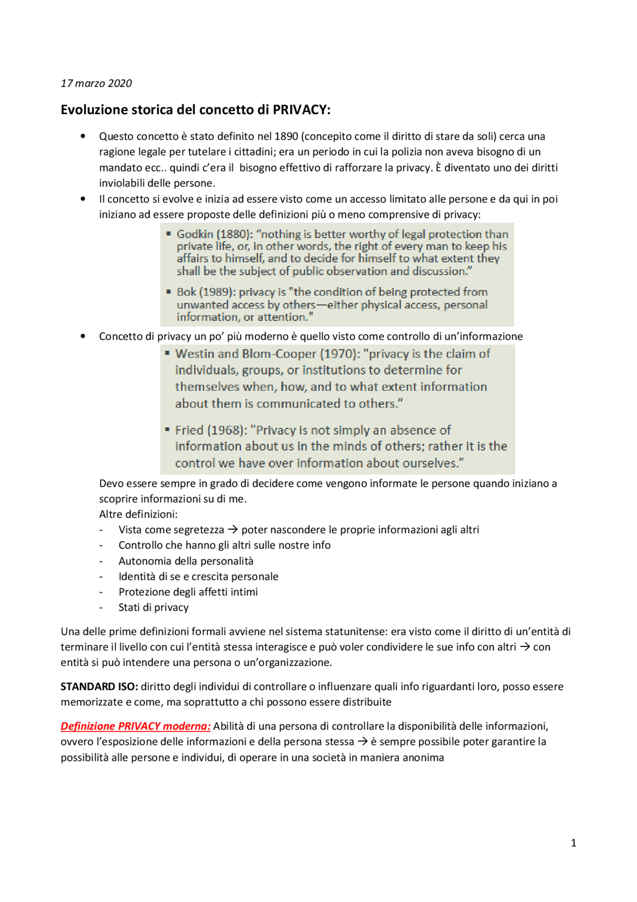 Riassunto Per Esame Privacy Docsity