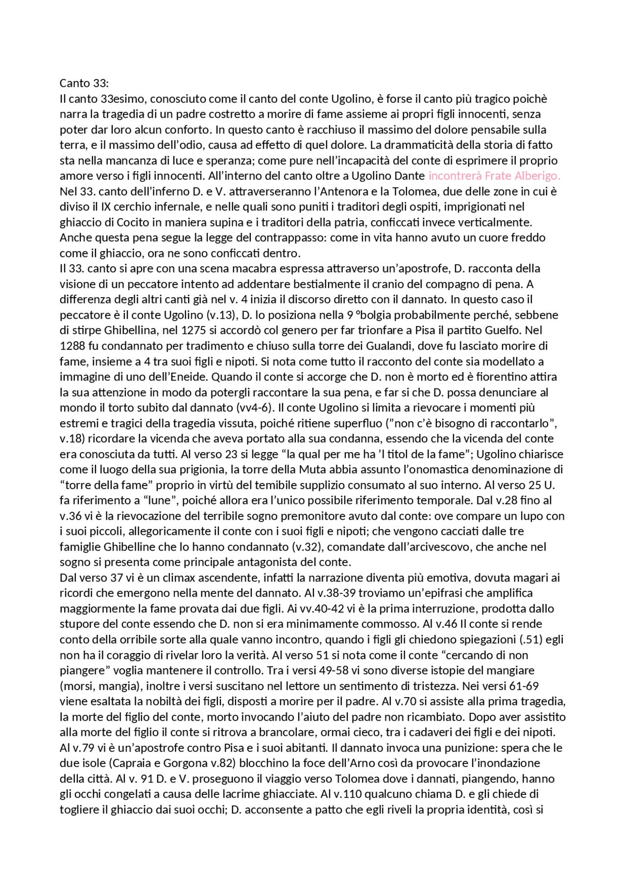 Canto 33 Inferno, Dante Alighieri - Docsity