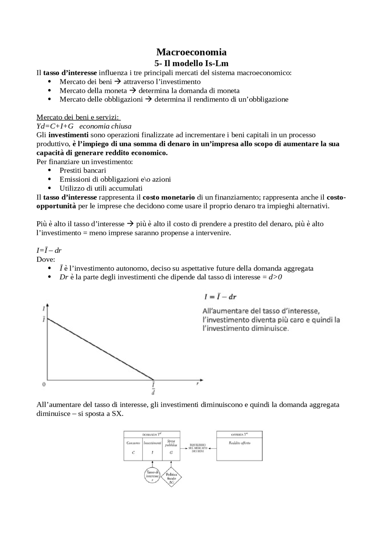 Macroeconomia V Parte Modello Is Lm Docsity