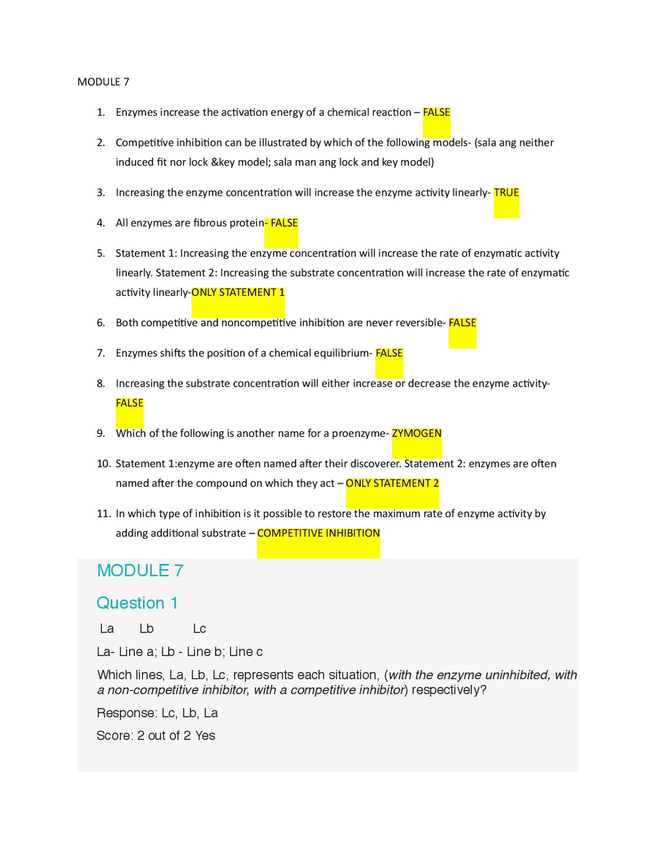 Biochem Quiz Compilation Docsity
