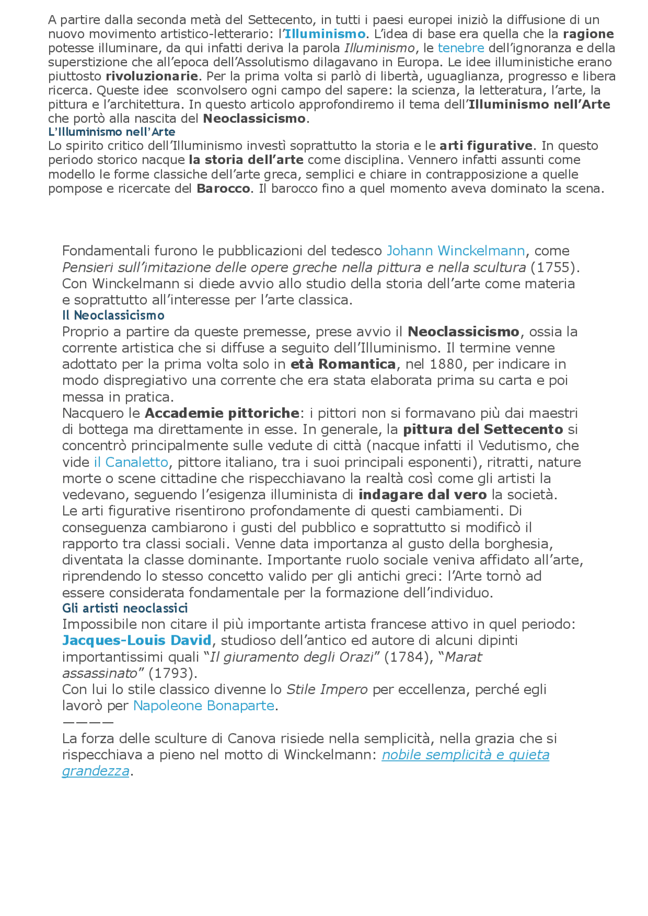 Appunti Neoclassicismo Docsity