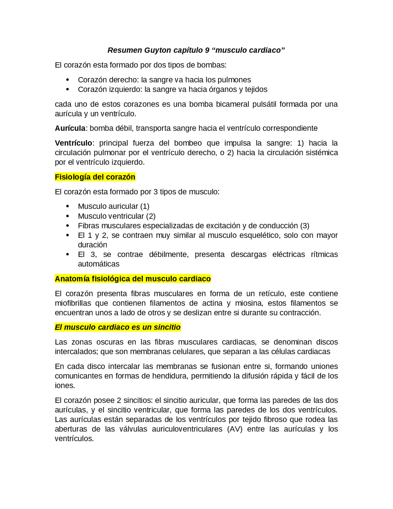 Capitulo 9 resumen Guyton - Docsity