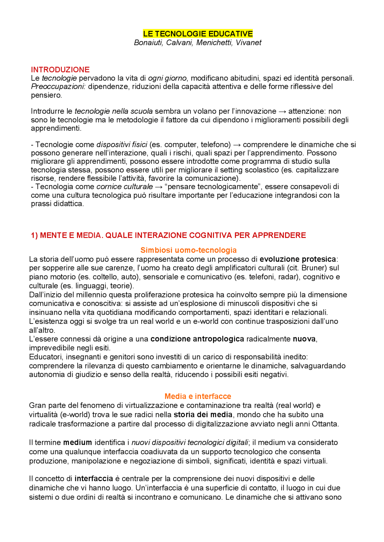 Le Tecnologie Educative Calvani Docsity