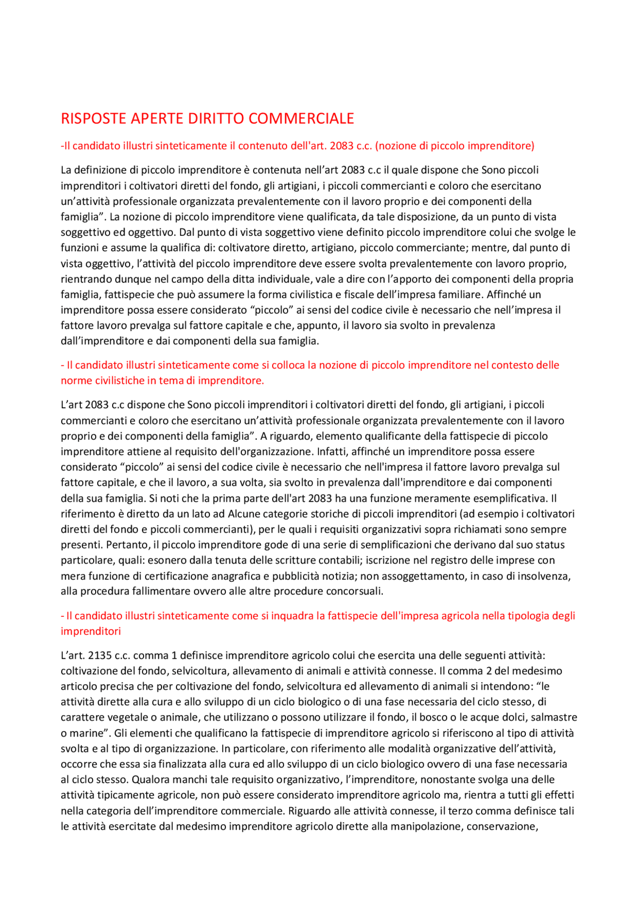 Risposte aperte paniere di diritto commerciale giurisprudenza ecampus prof bertacchini ...