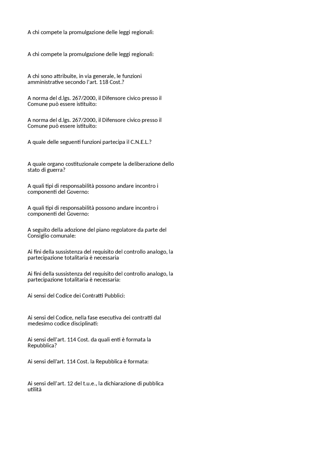 QUIZ DIRITTO AMMINISTRATIVO - Docsity
