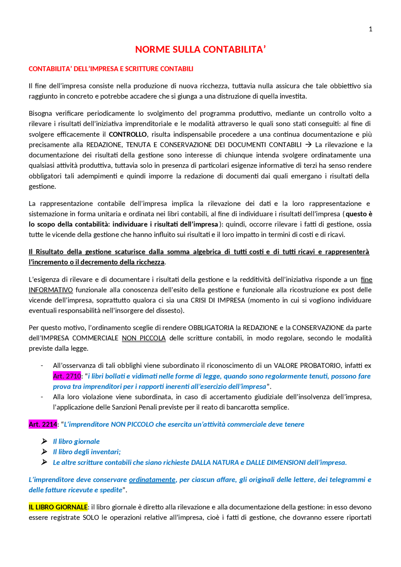Contabilità Riassunto Libro Diritto Commerciale Docsity