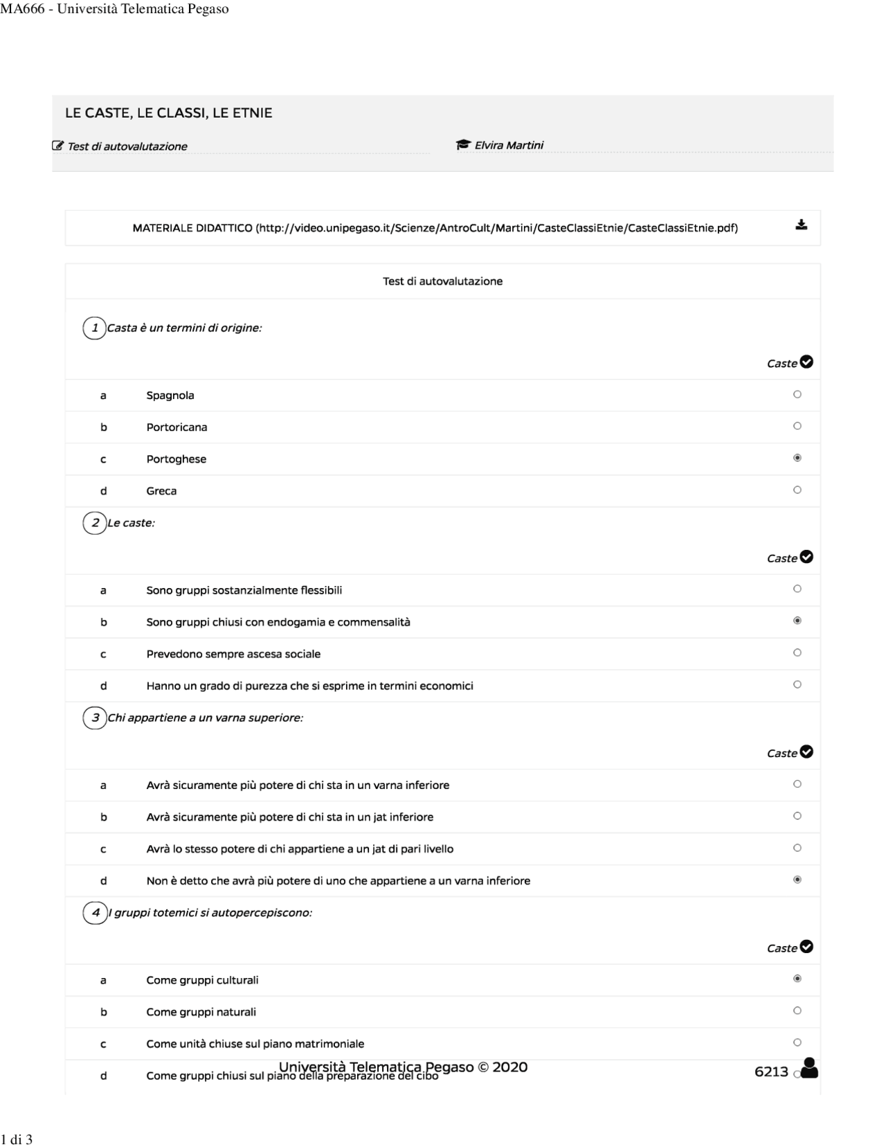 Test Autovalutazione Docsity