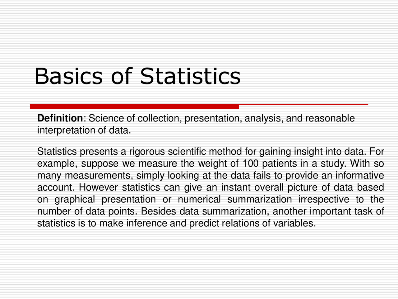 Basic Statics In Mathematics Docsity