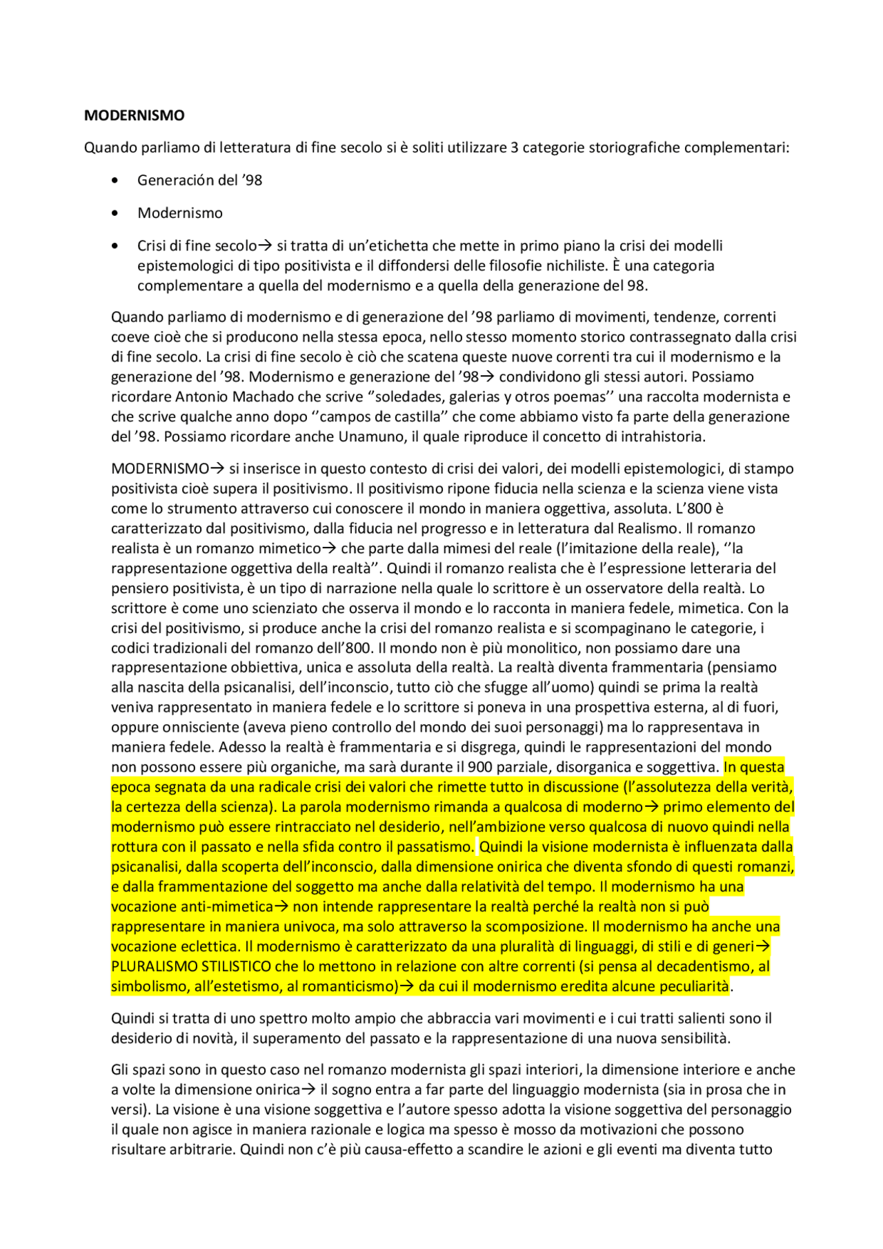 Appunti Letteratura Spagnola Docsity