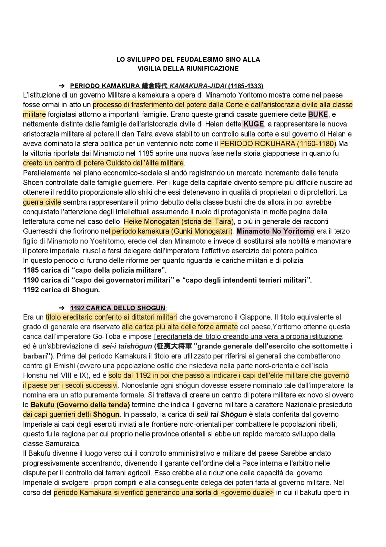 Storia Del Giappone Docsity