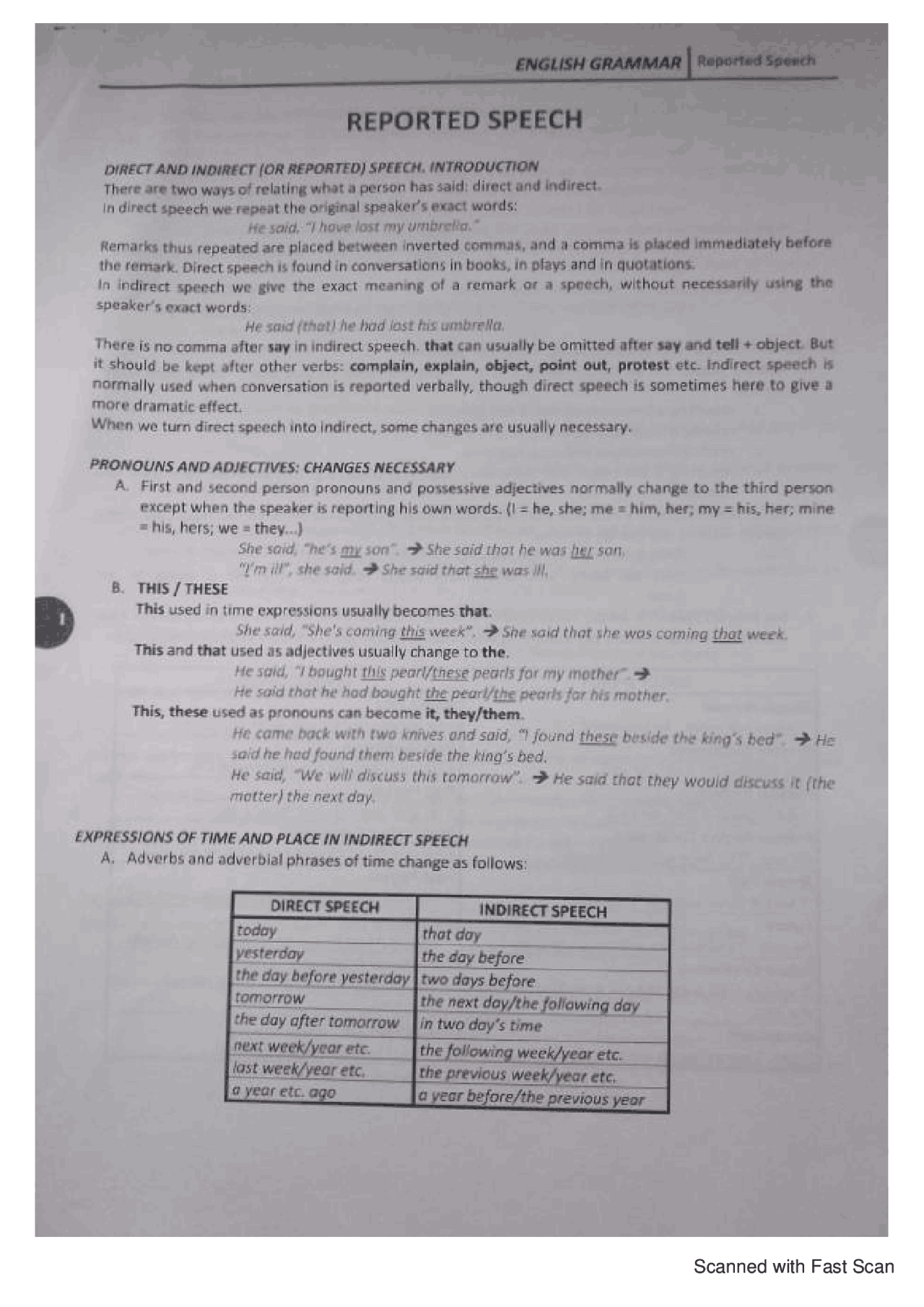 Reported Speech Esquemas Docsity