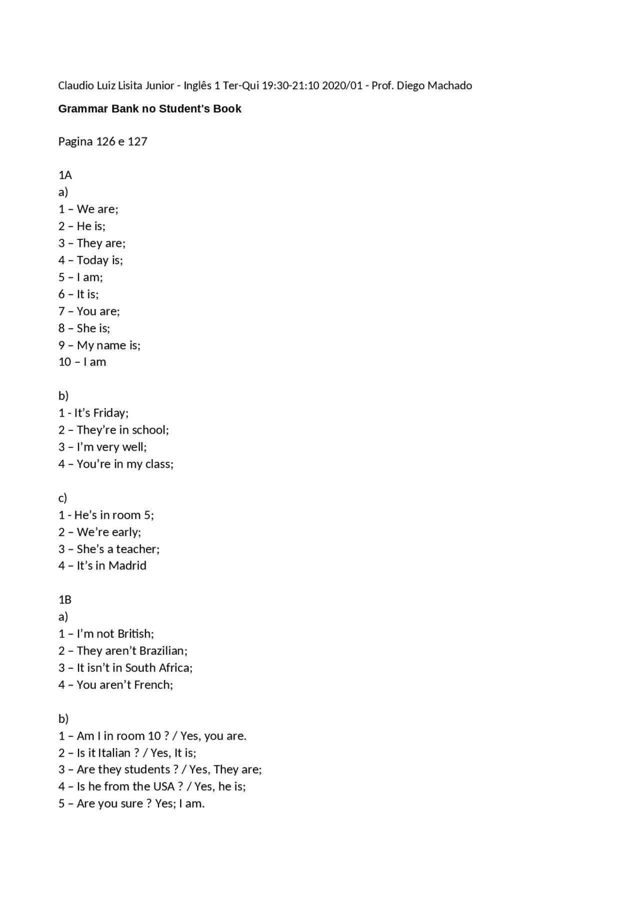 Respostas English File Elementary Workbook Esquemas Inglês Docsity