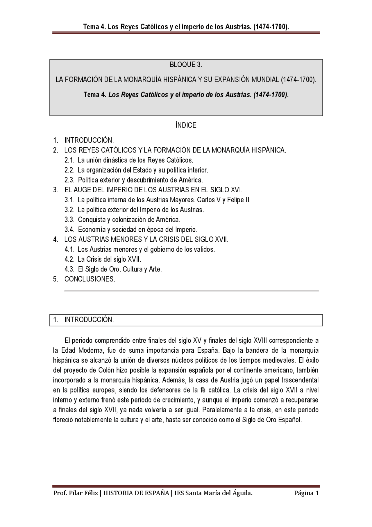 Los reyes catolicos | Exámenes selectividad de Historia de España | Docsity