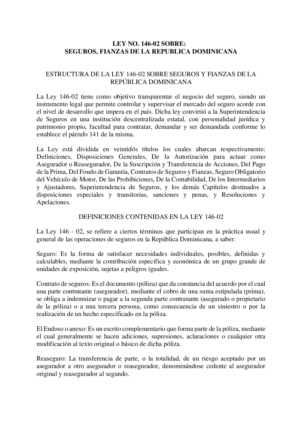 Ley 146-02 República Dominicana - Docsity